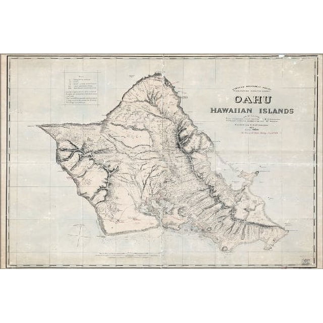 16x24 Poster; Map Of Oahu Hawaii 1898 - Walmart.com