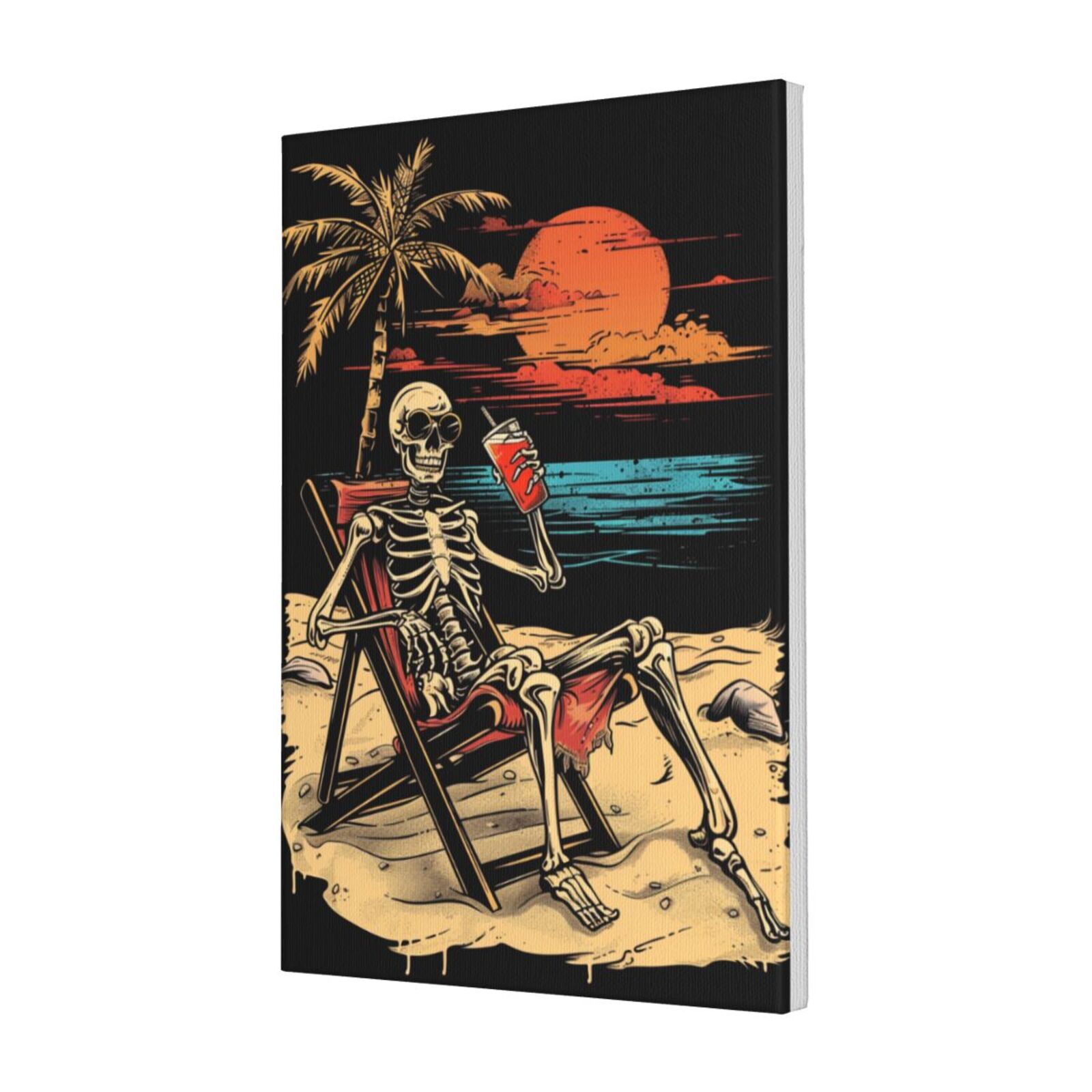 16x24 inch Bathroom Decor Beach Skeleton Oil Painting Wall Art,Funny ...