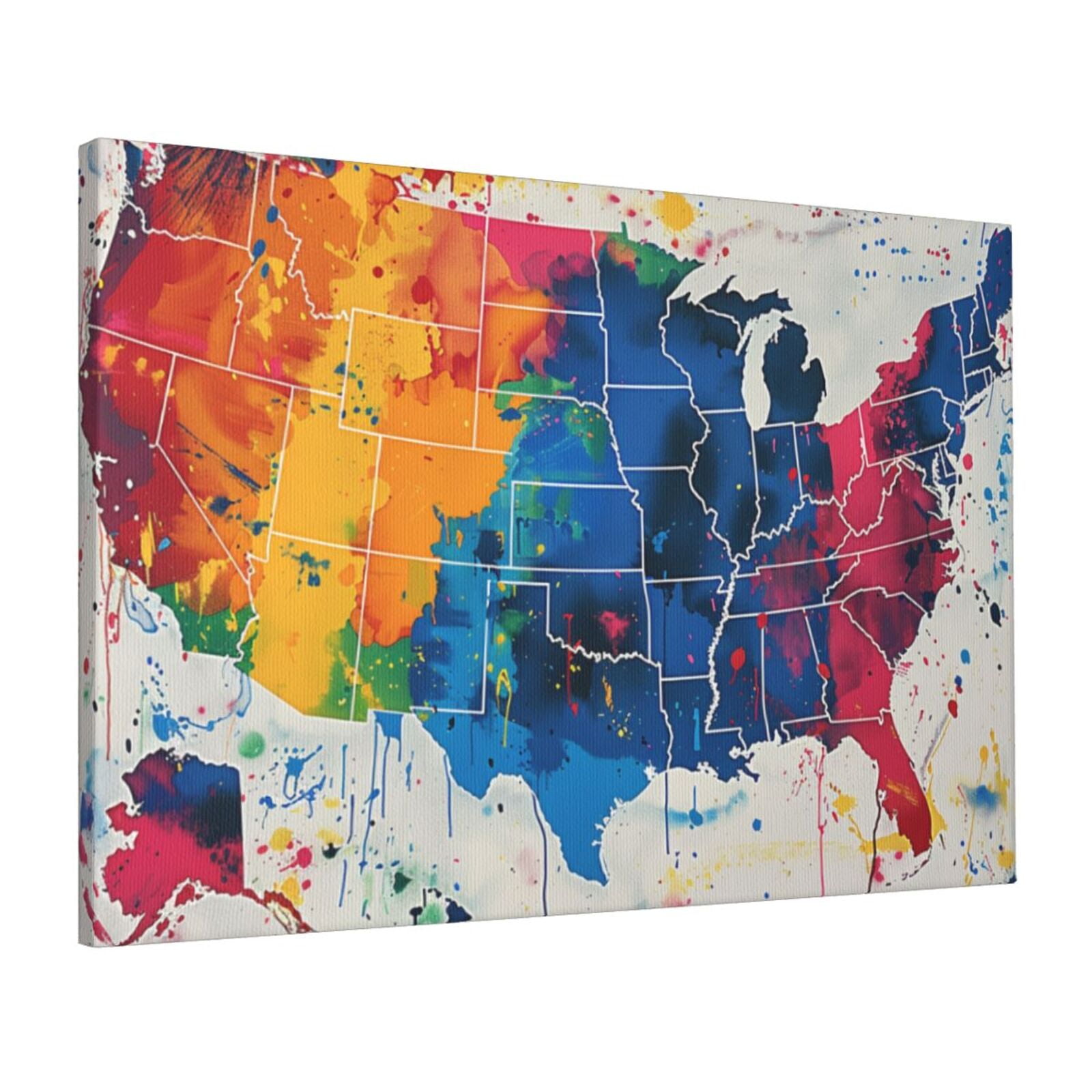 16x24 inch Bedroom Decor Colorful Map Of America Oil Paintings On ...