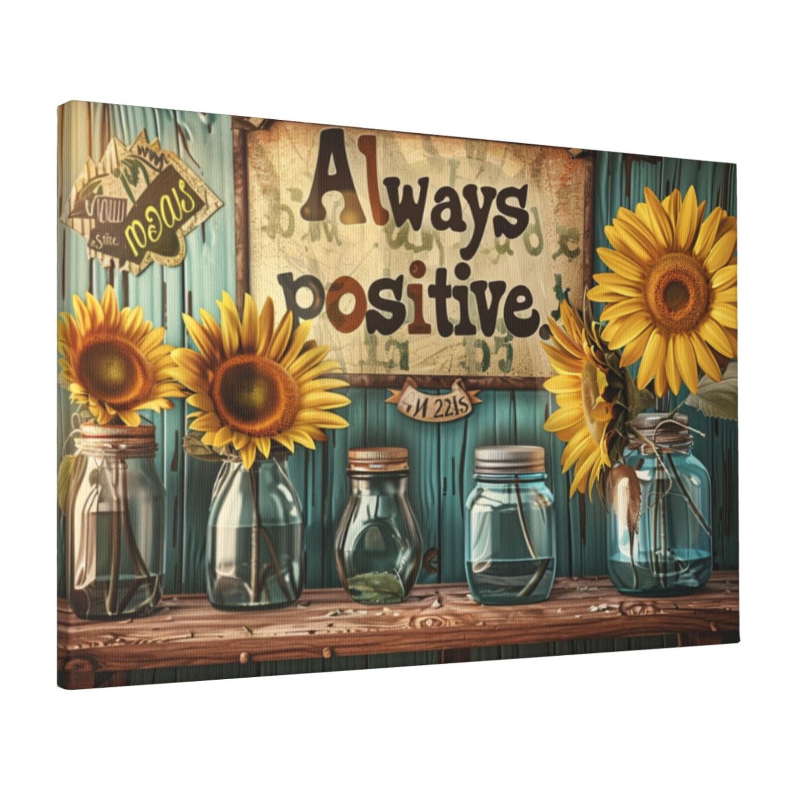 16x24 inch Canvas Frameless Picture Sunflower Vase 'Always Positive ...