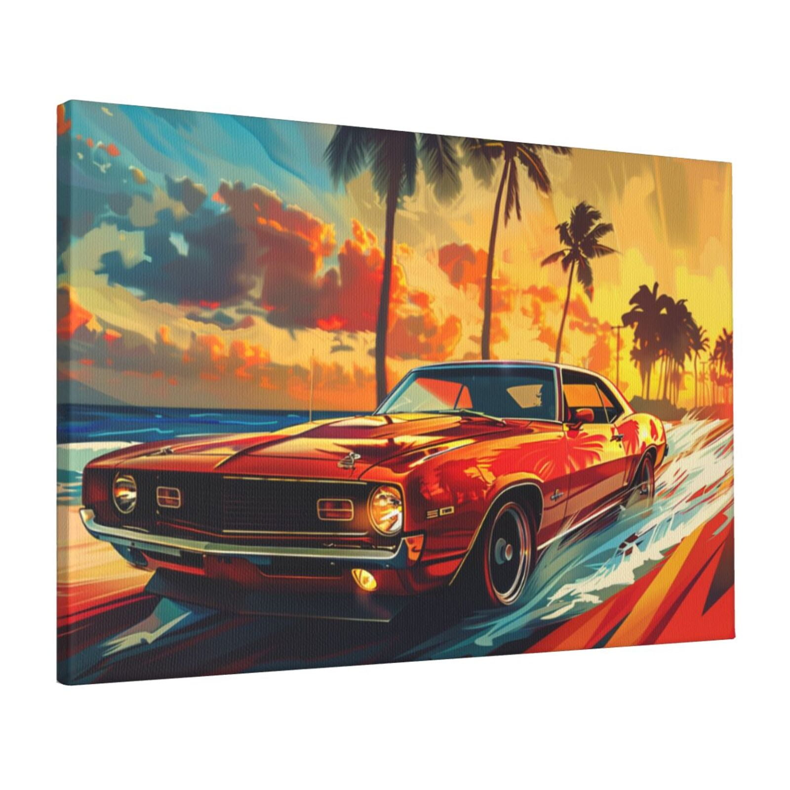 16x24 inch Canvas Frameless Picture Vintage Muscle Car,Home Garage ...