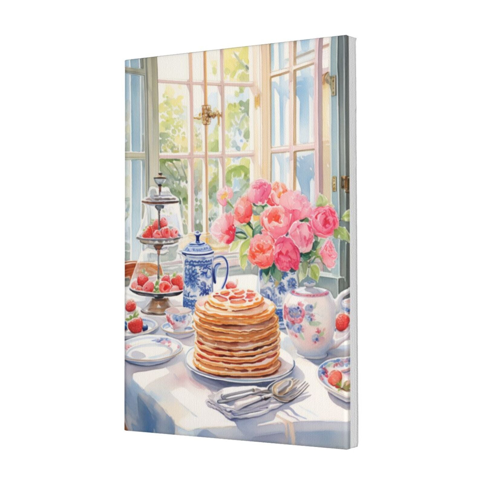 16x24 inch Canvas Hanging Picture Afternoon Tea Utensils,Home Kitchen ...