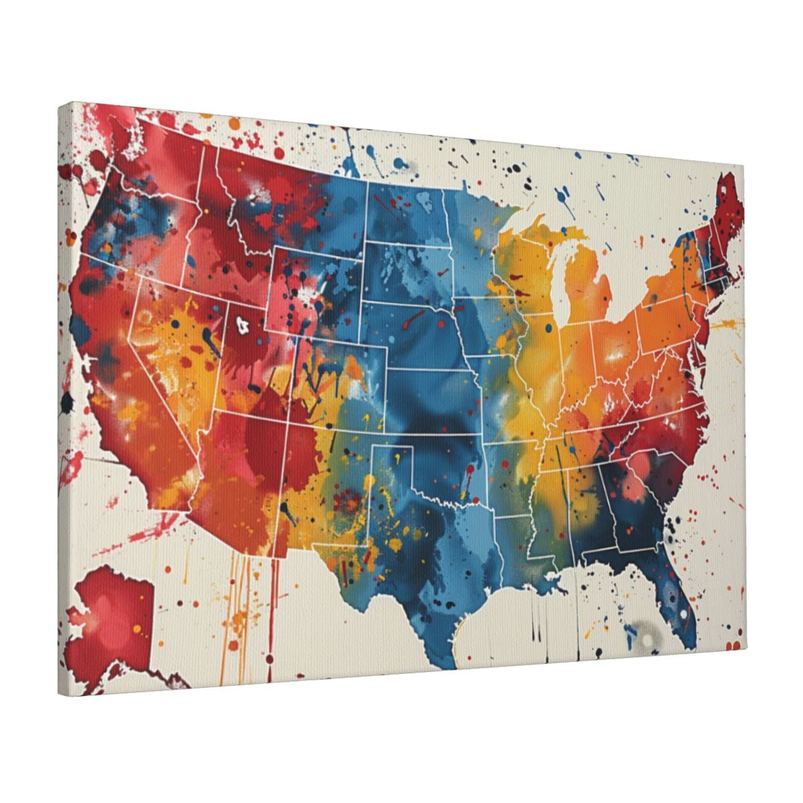 16x24 inch Canvas For Painting Colorful Map Of America Graffiti,Rustic ...