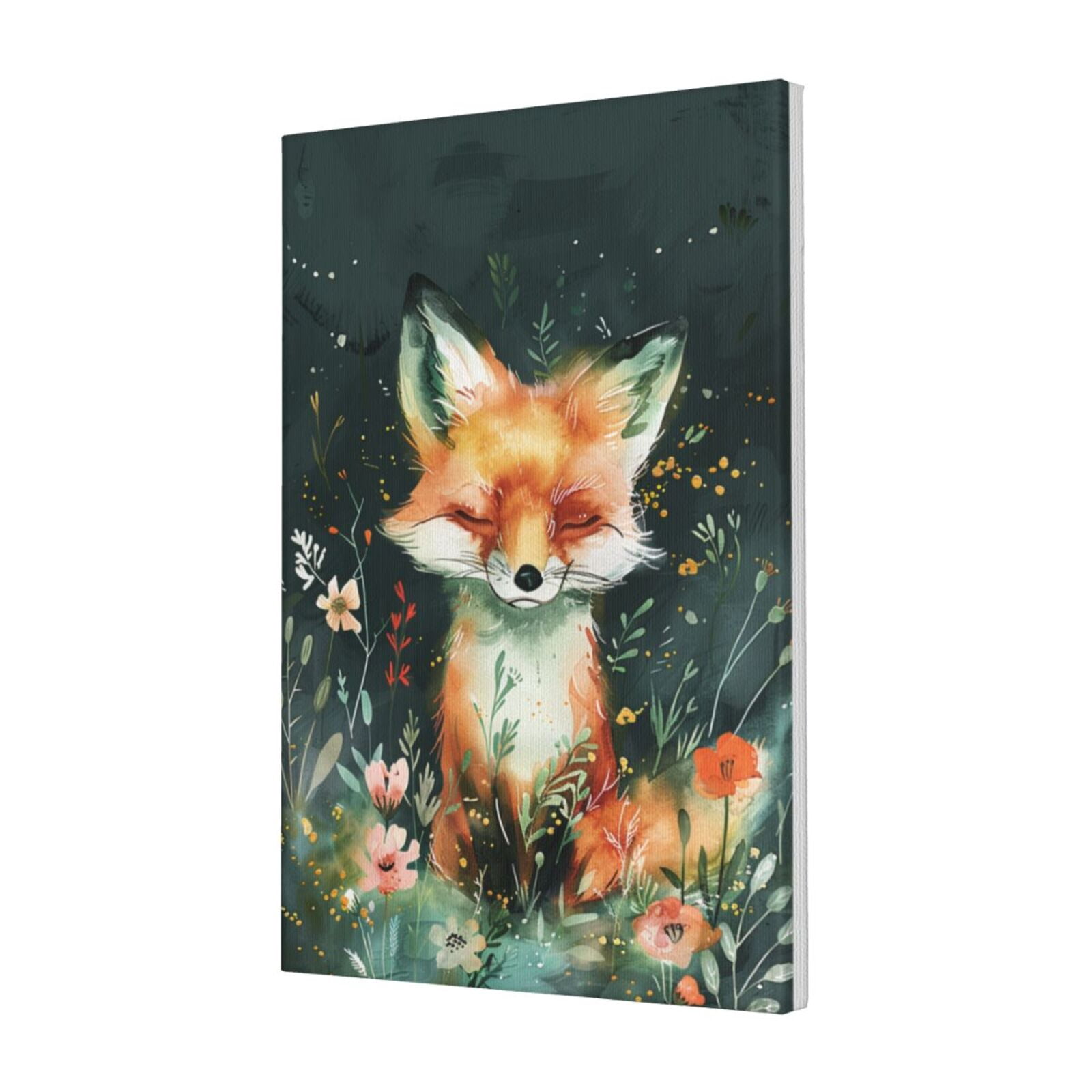 16x24 inch Canvas Painting Wall Art Fox & Flowers Kids Room Decor ...