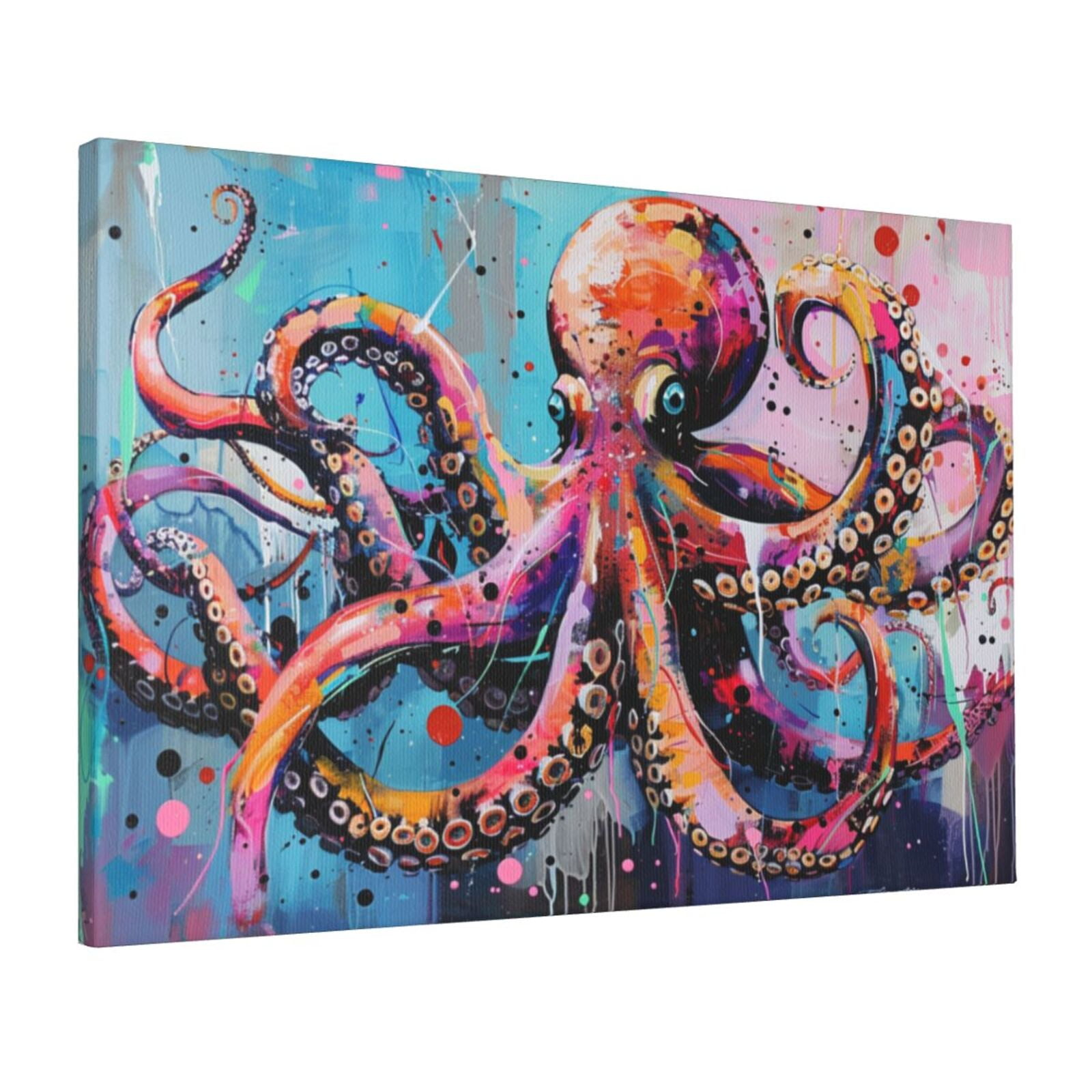 16x24 inch Canvas Painting Wall Decor Colorful Squid Graffiti,Bedroom,Kitchen,Man Cave,Cafes ...
