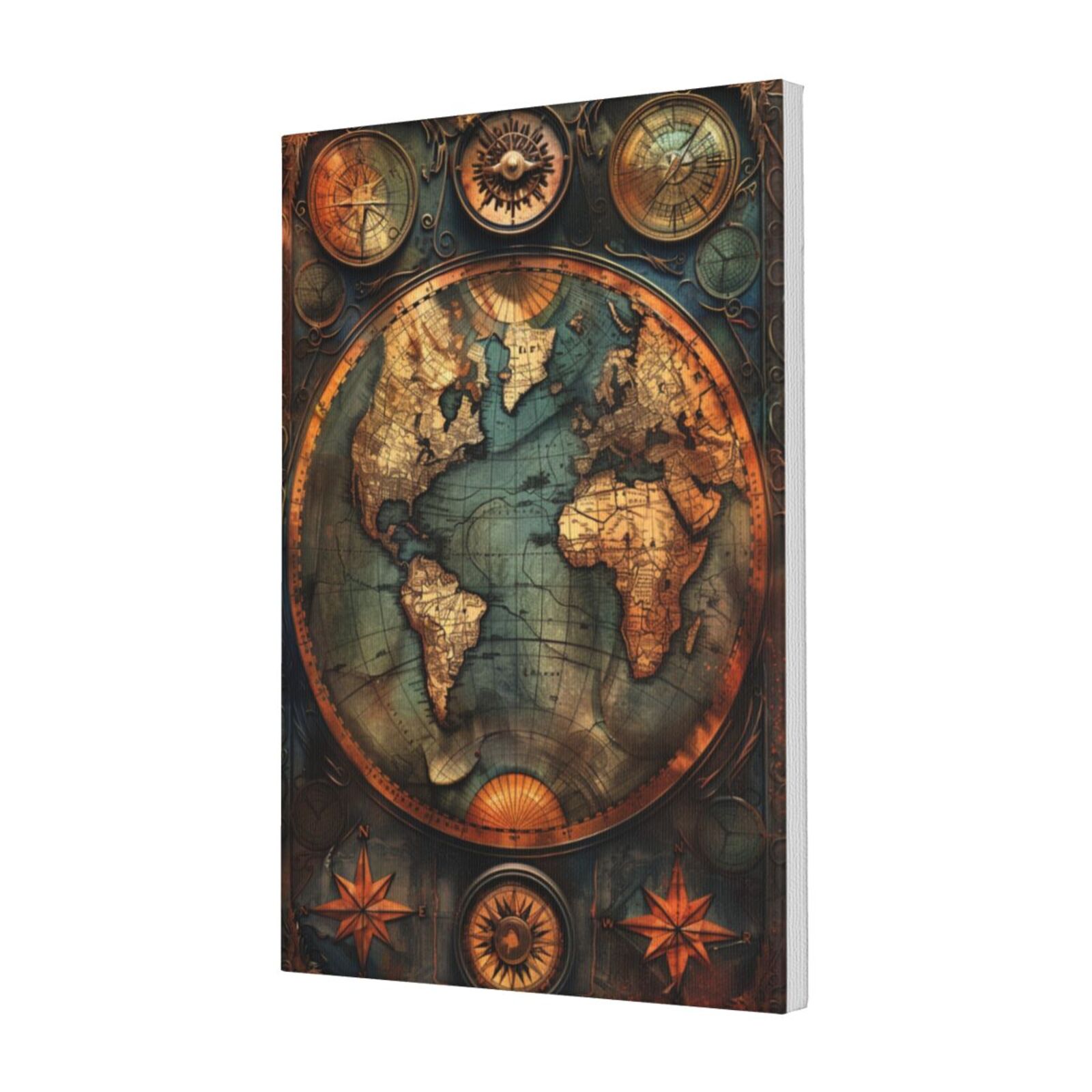 16x24 inch Canvas Painting Wall Decor Medieval Times Earth Map ...