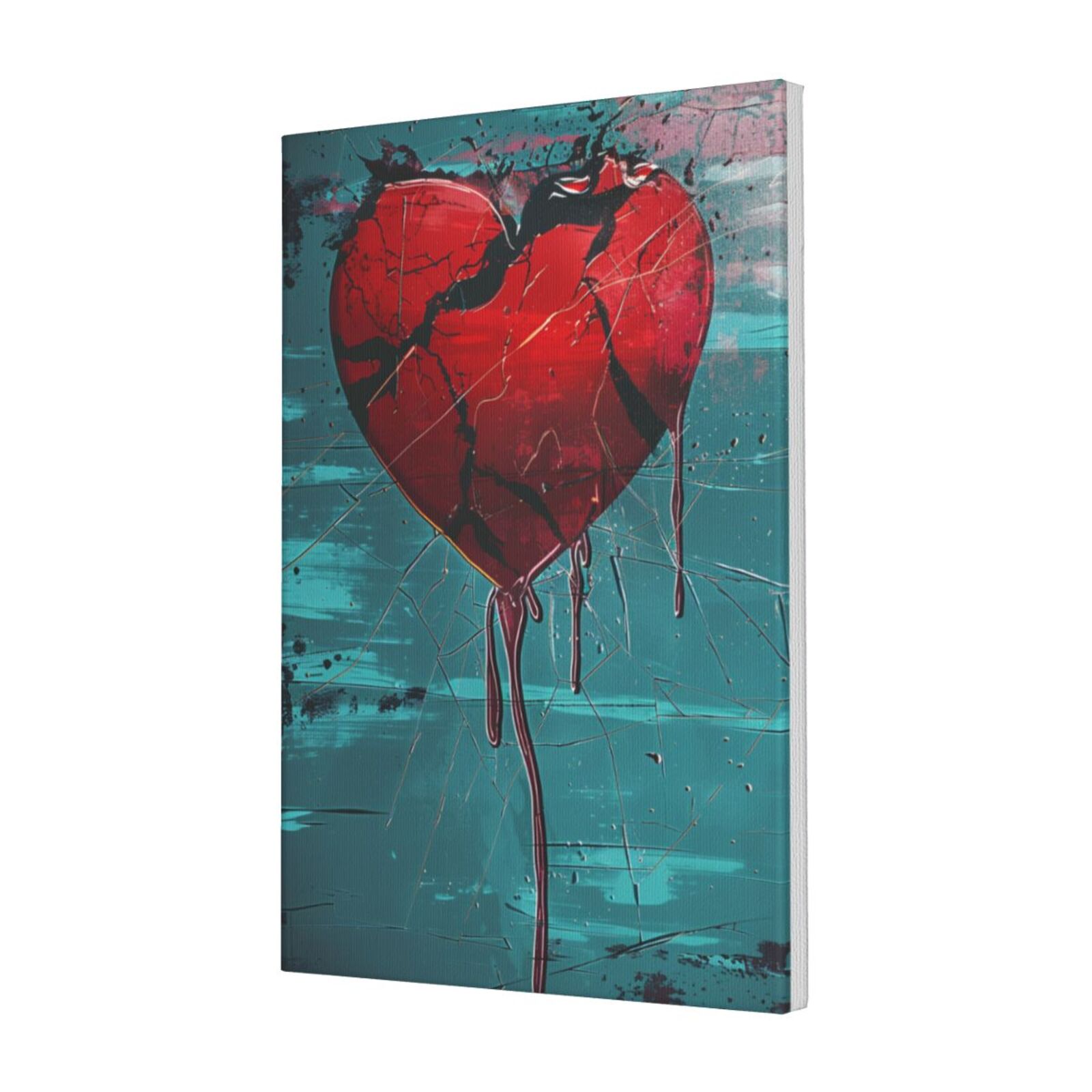 16x24 inch Canvas Paintings For Bedroom Broken Red Heart Graffiti ...