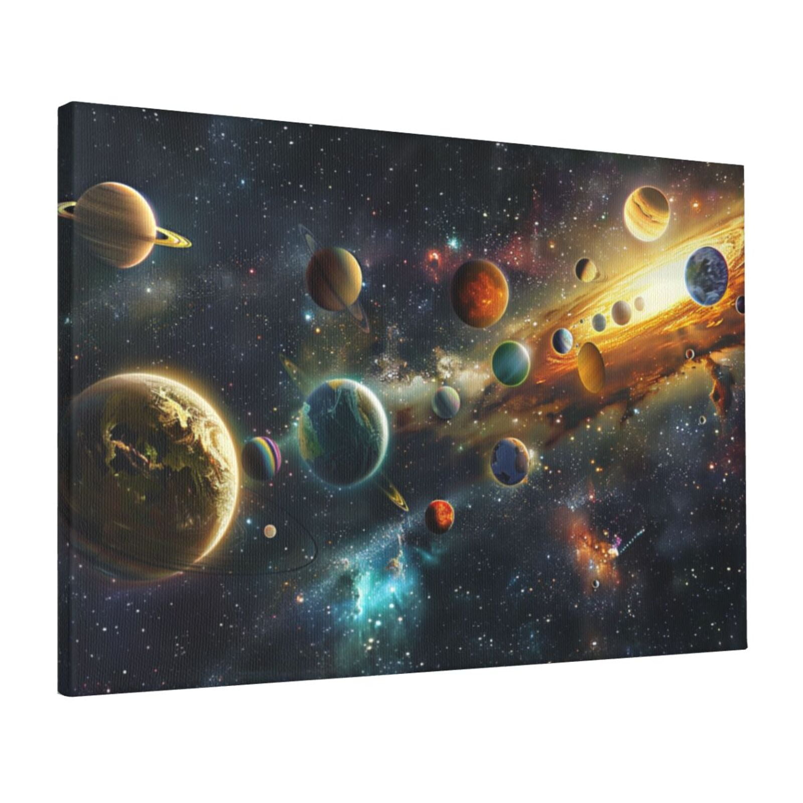 16x24 inch Canvas Picture Frameless Wall Art Solar System Cosmic Planet ...