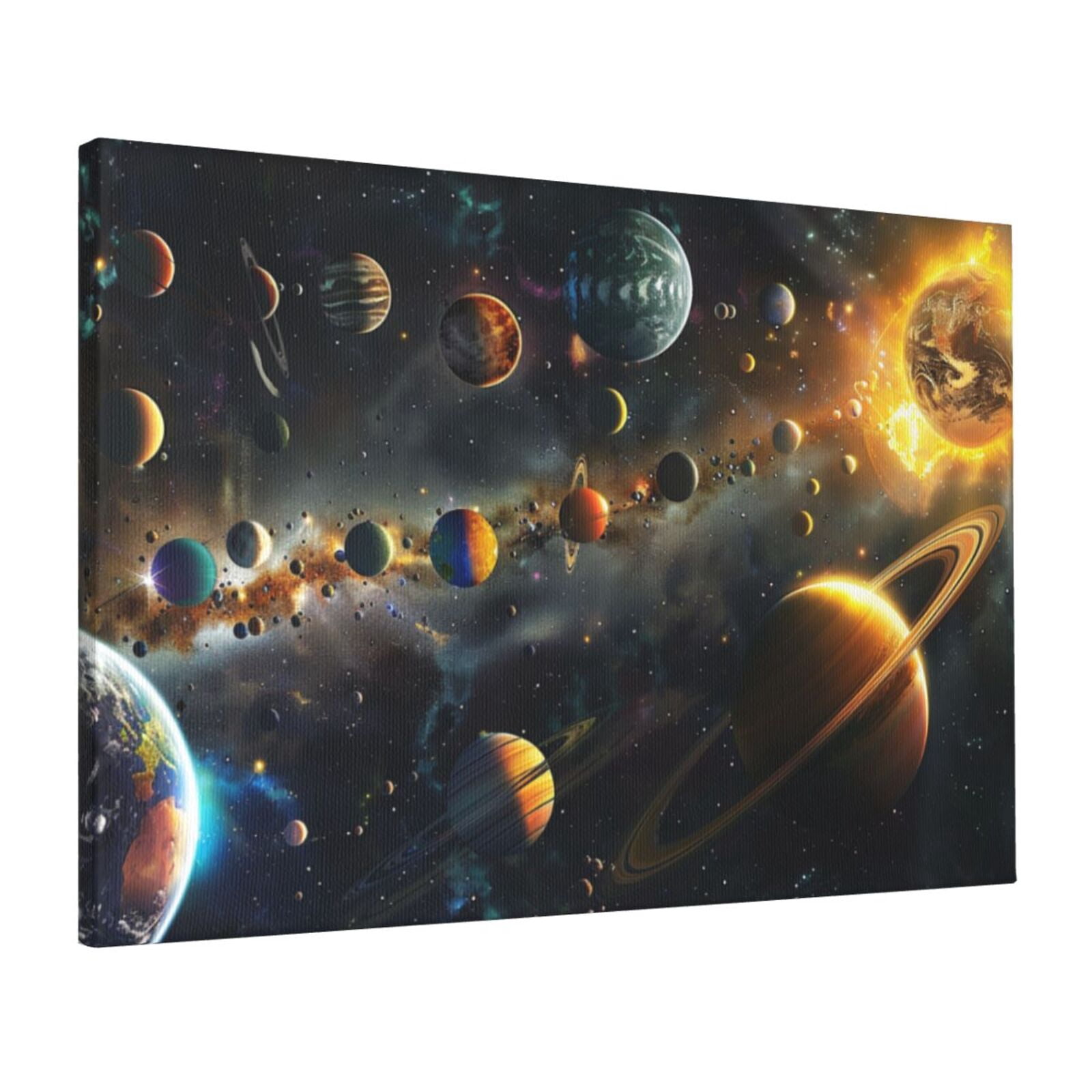 16x24 inch Canvas Picture Solar System Cosmic Planet Illustration ...