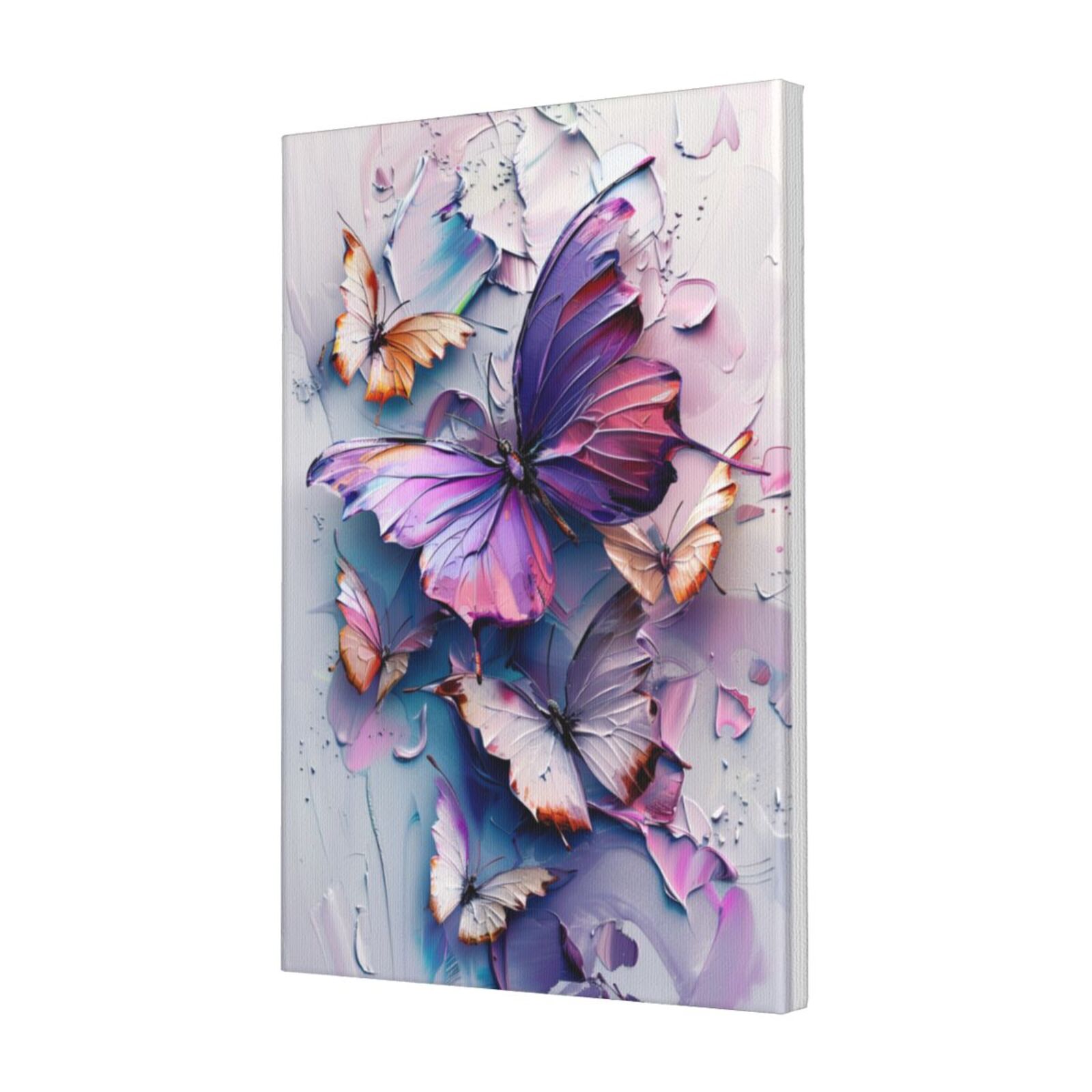16x24 inch Flying Purple Butterfly Oil Paintings On Canvas Wall Art ...