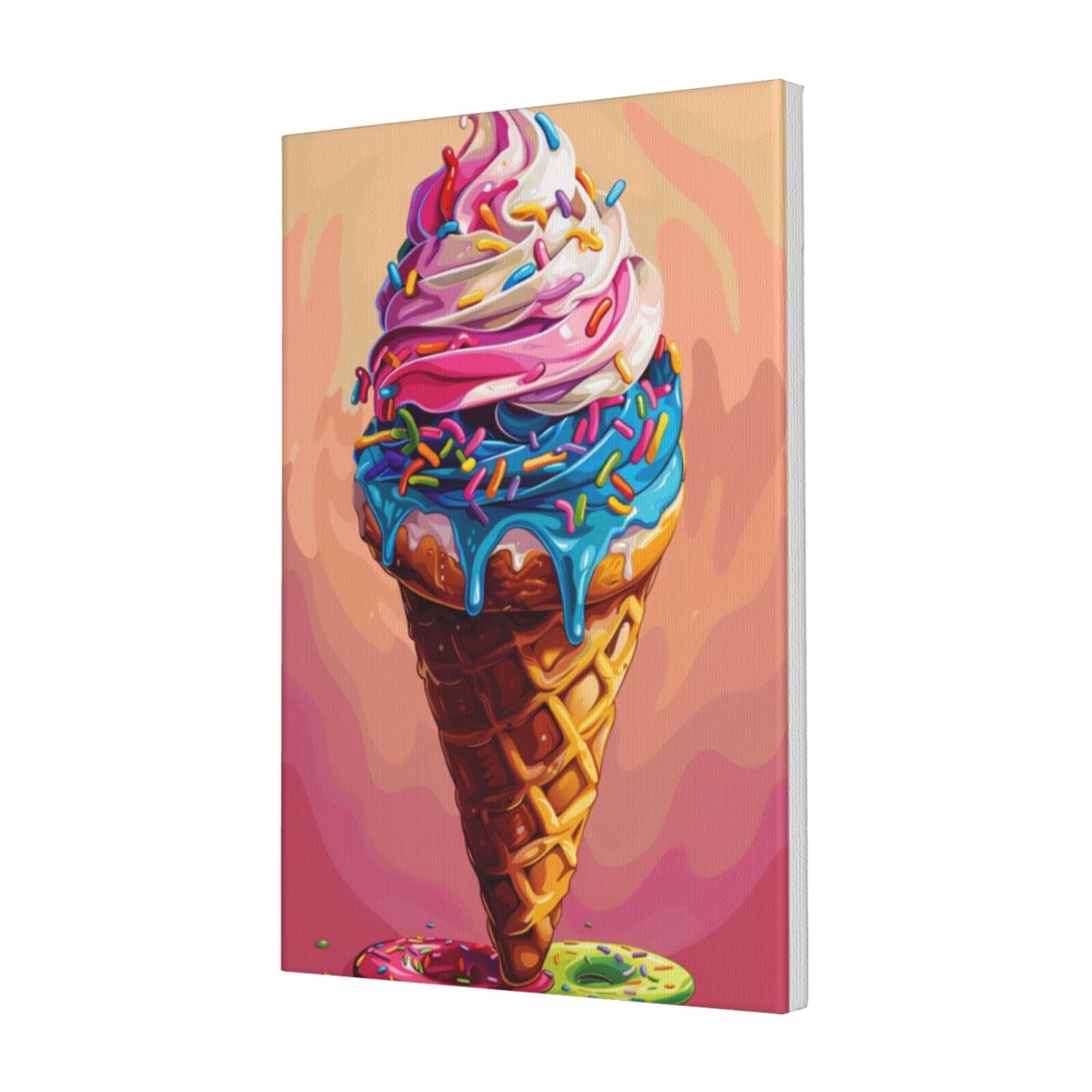 16x24 inch Ice Cream Cone Canvas Frameless Picture,Dessert Shop,Ice ...