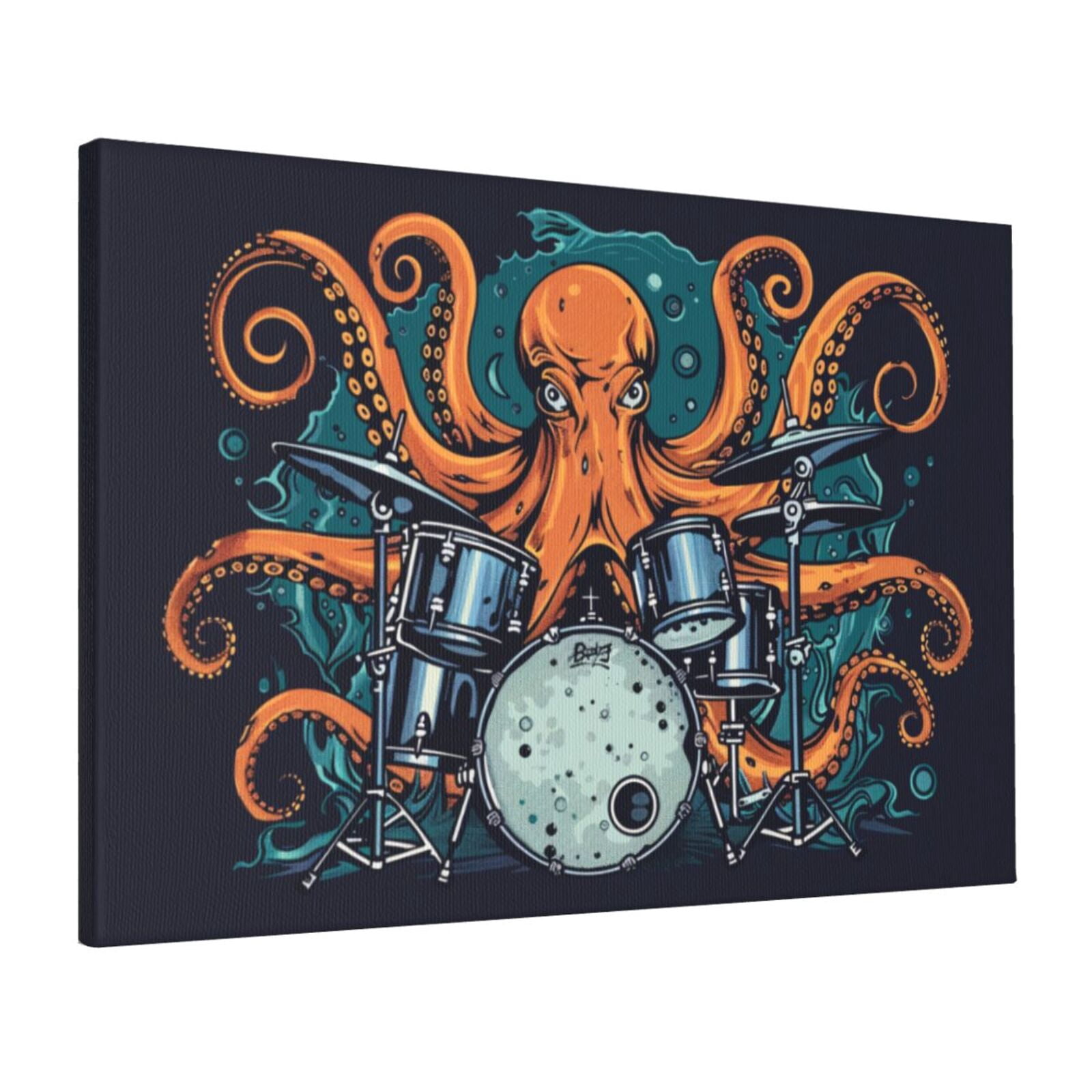 16x24 inch Music Room Decor Canvas Painting Squid Drummer Prints,Home ...