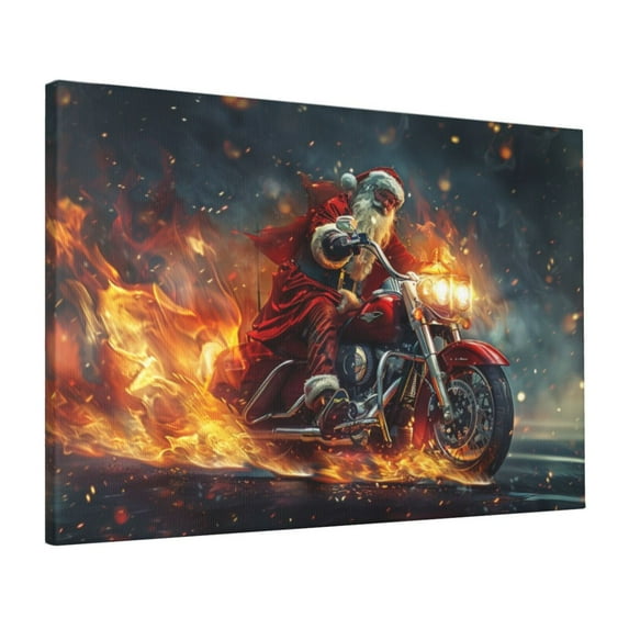16x24 inch Oil Paintings On Canvas Wall Art Santa Claus Rides A Flame ...