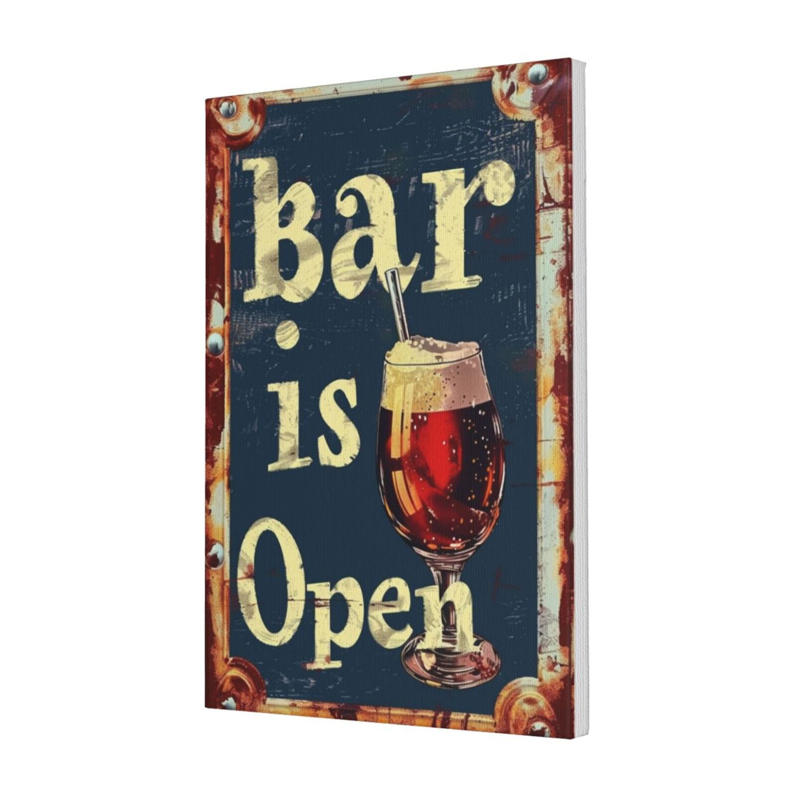 16x24 inch Oil Paintings On Canvas Beer 'Bar Is Open' Slogan,Indoor ...