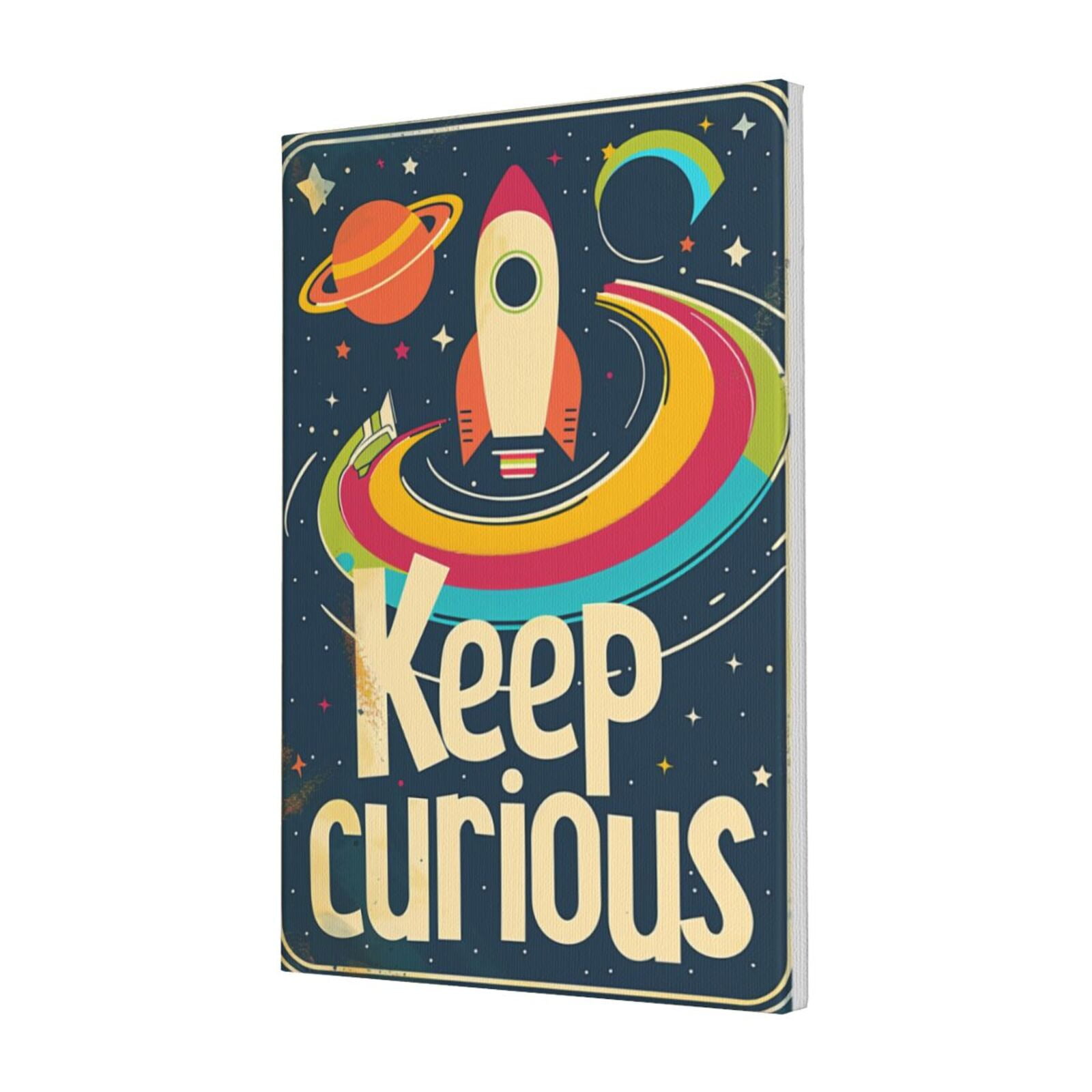 16x24 inch Oil Paintings On Canvas 'Keep Curious' Slogan Space Planets ...