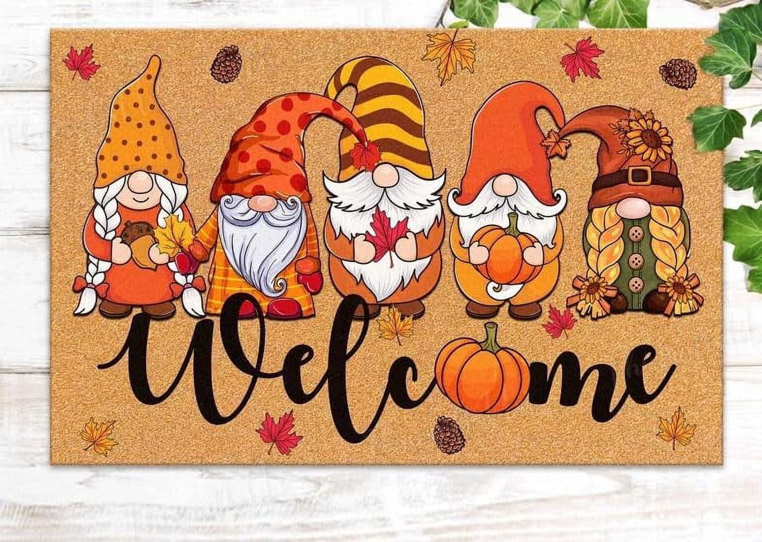 16x24 inch Pumpkin Gnomes Doormat Welcome Gnome Doormat Fall Gnomes ...