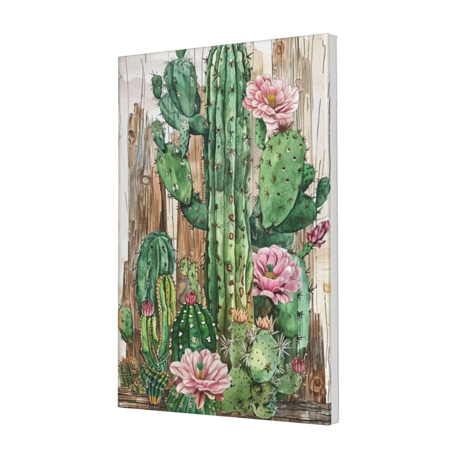 16x24 inch Retro Cactus Flower Poster Wall Art Painting,Villa Yard ...