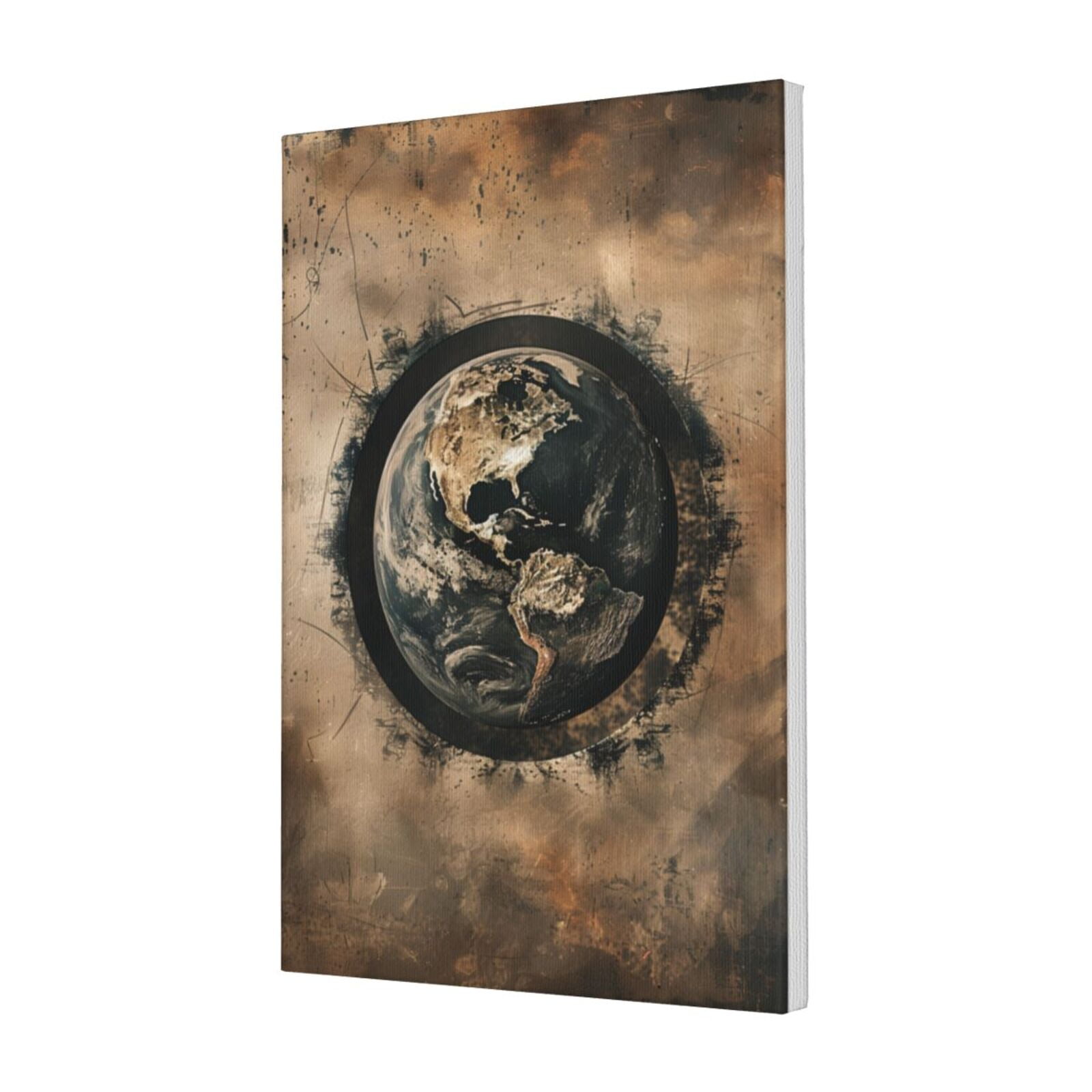 16x24 inch Retro The Earth Oil Painting Canvas,Rustic Living Room,Study ...