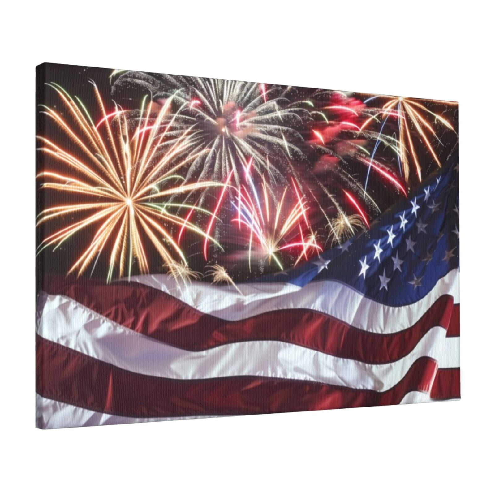 16x24 inch Star Spangled Banner & Fireworks Oil Paintings Canvas ...