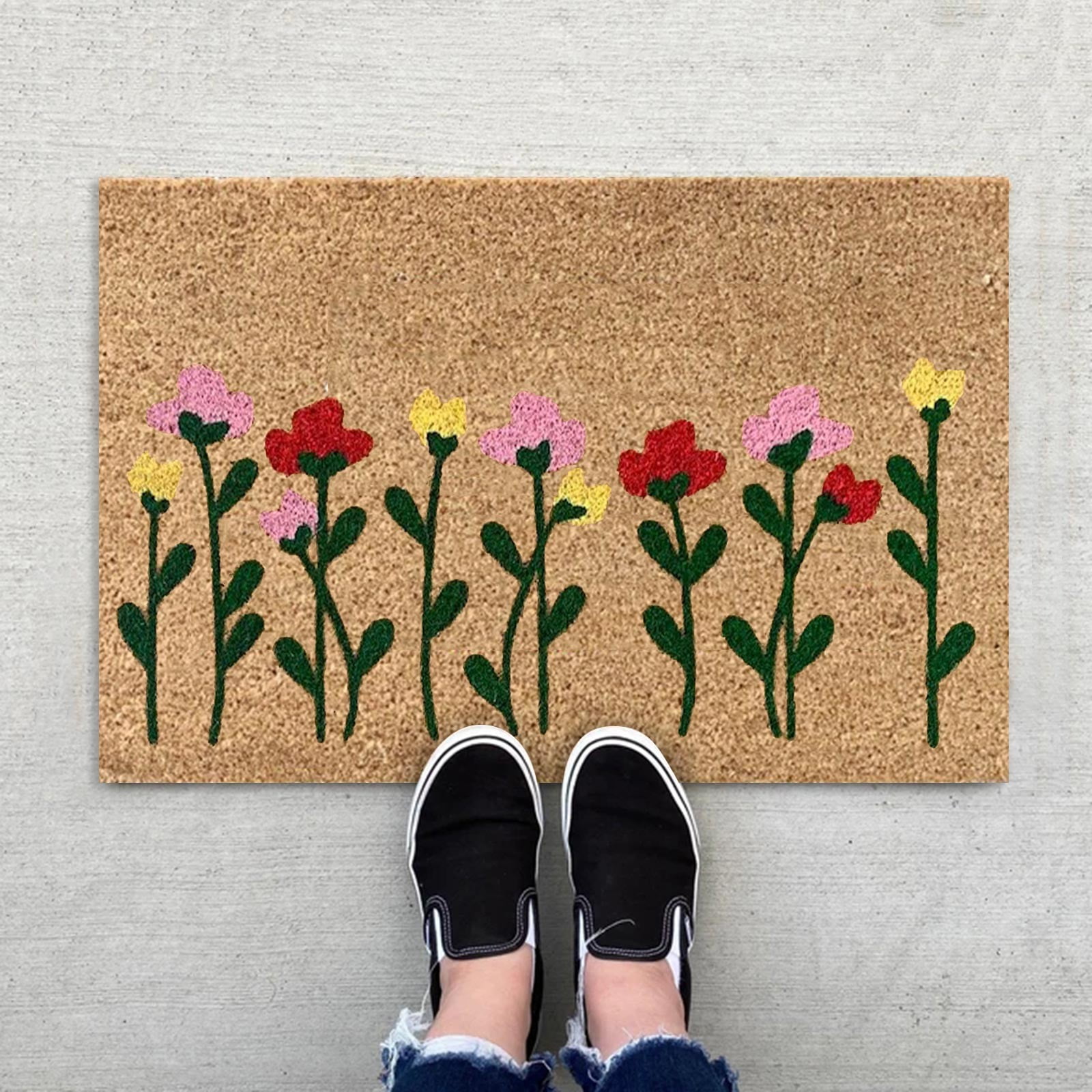 DAWANGGI Summer Floor Mats Waterproof Outdoor Doormat 16x24 inch Flower ...