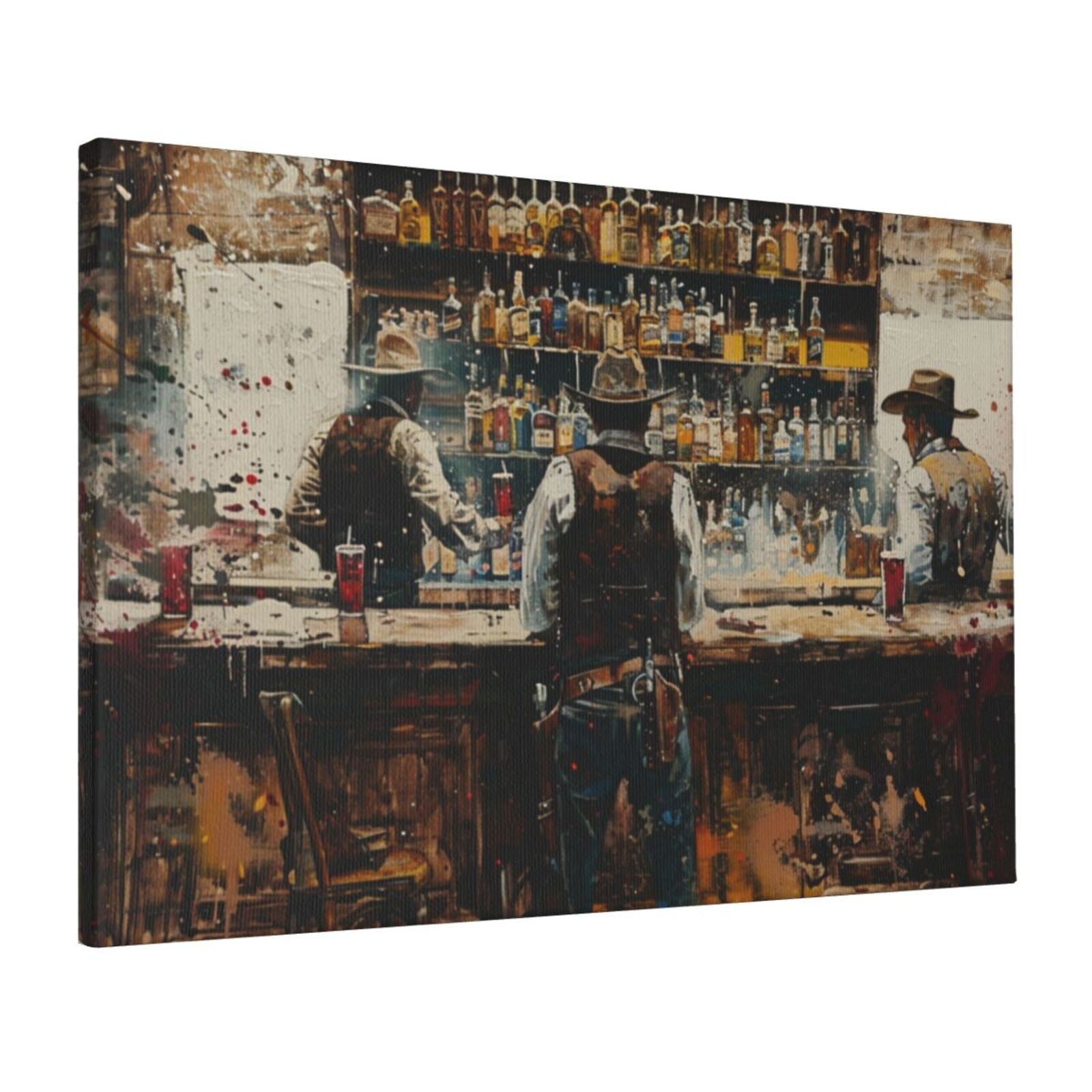 16x24 inch Tavern Decor Cowboys On Tavern Canvas Painting,Funny Rustic ...
