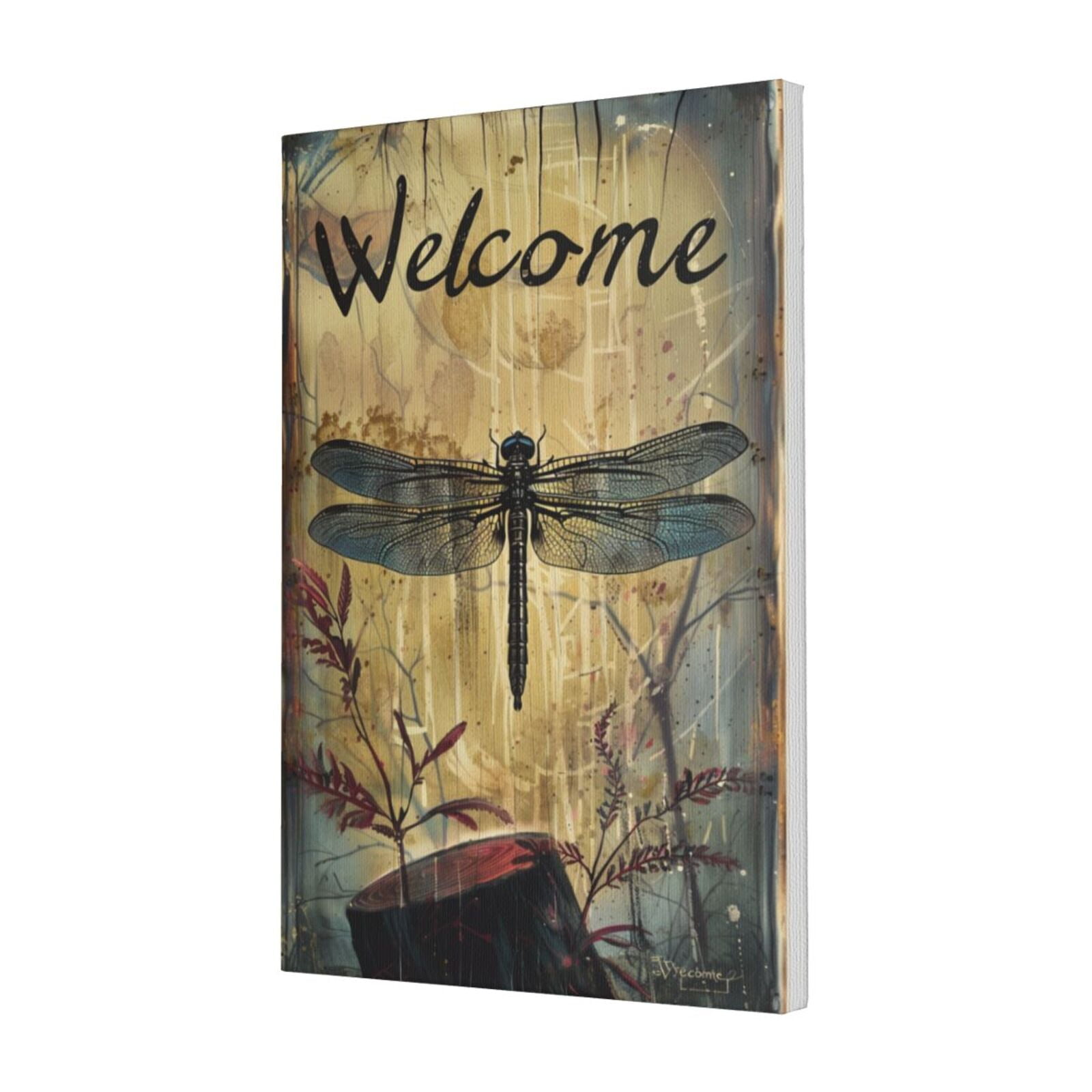 16x24 inch 'Welcome' Slogan Dragonfly Art Paintings For Wall,Indoor Gym ...