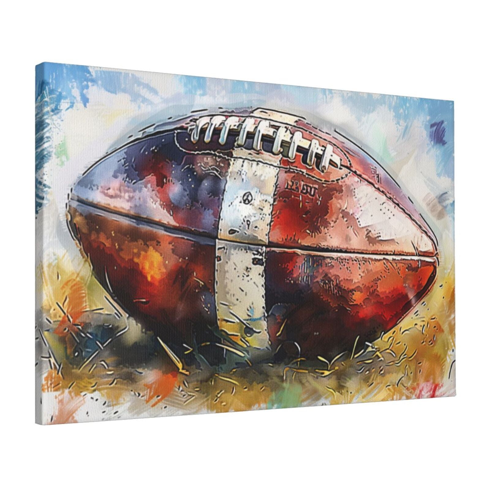 16x24 inchFrameless Canvas Painting Watercolor Rugby Illustration Club ...