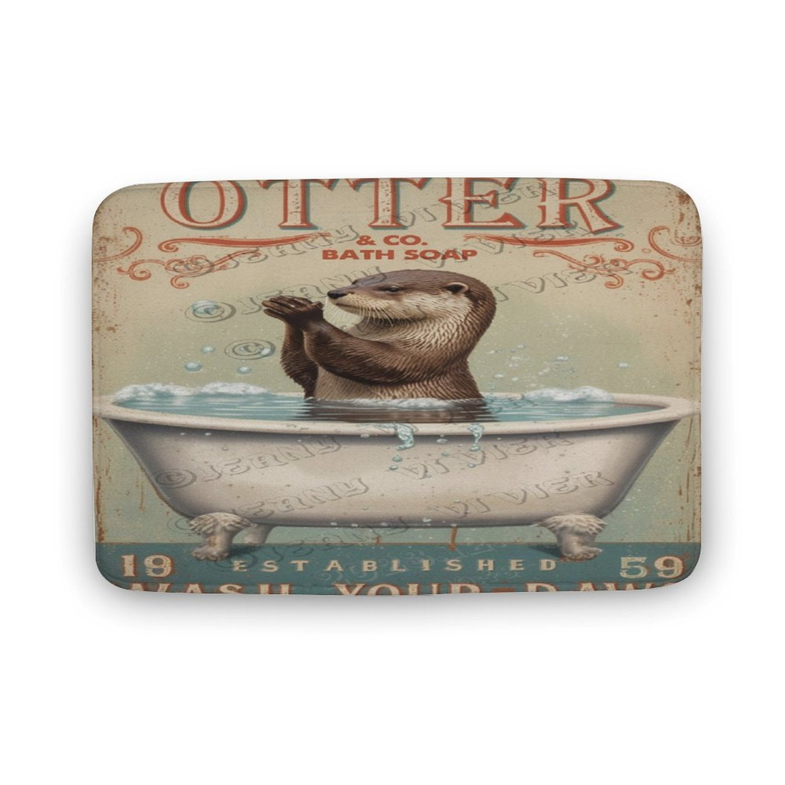 16x24 inches Rustic Bathroom Rug - Otter Wash Your Paws - Cozy and Soft ...