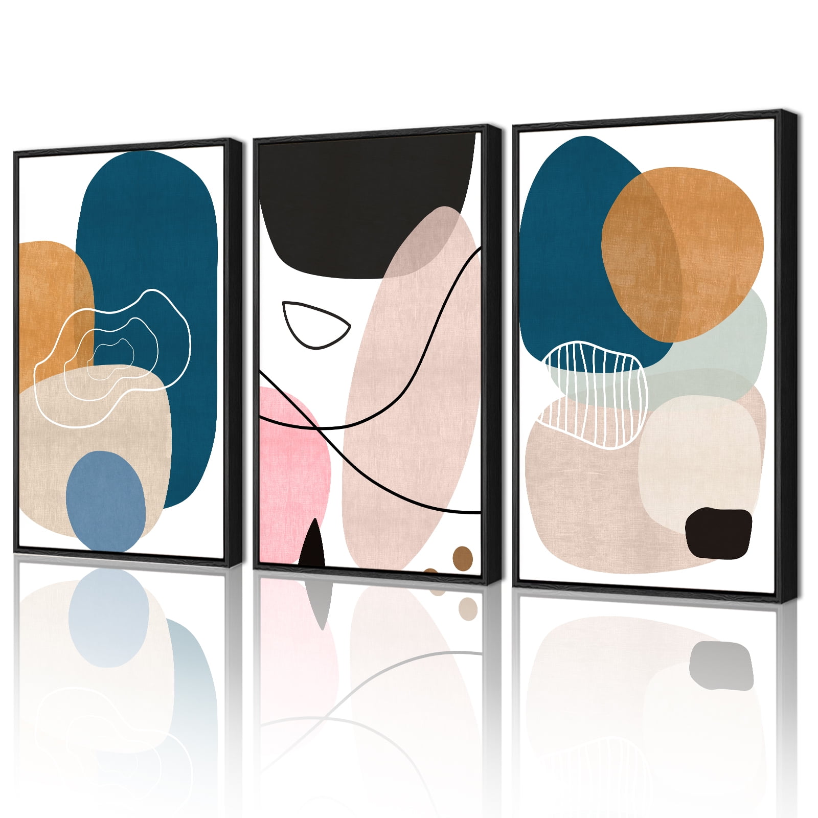 16x24in Black Framed Large Modern Abstract Framed Wall Art for Living ...