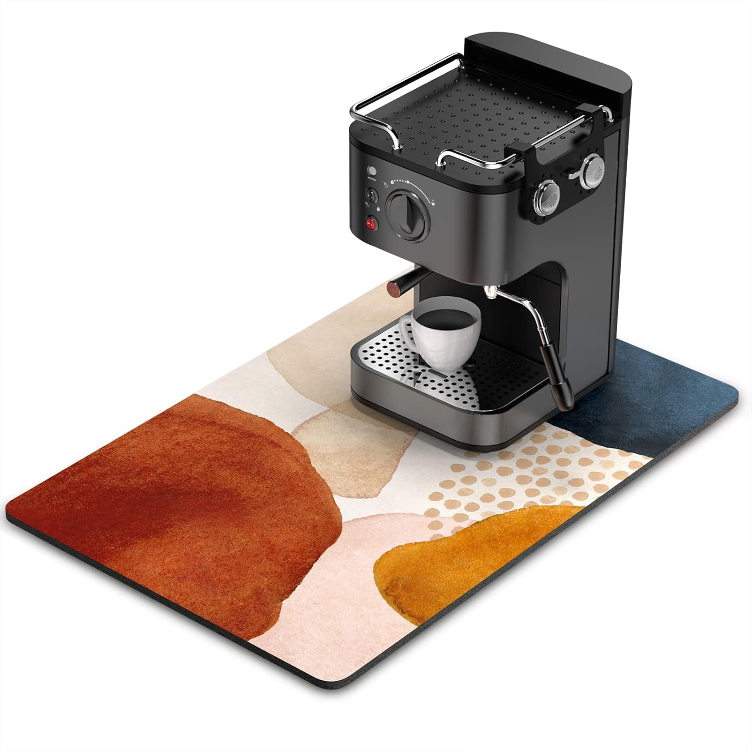 16x24in Boho Theme Coffee Bar Mat: Cute Stones Design – Absorbent Rubber Backed Dish Drying Pad ...