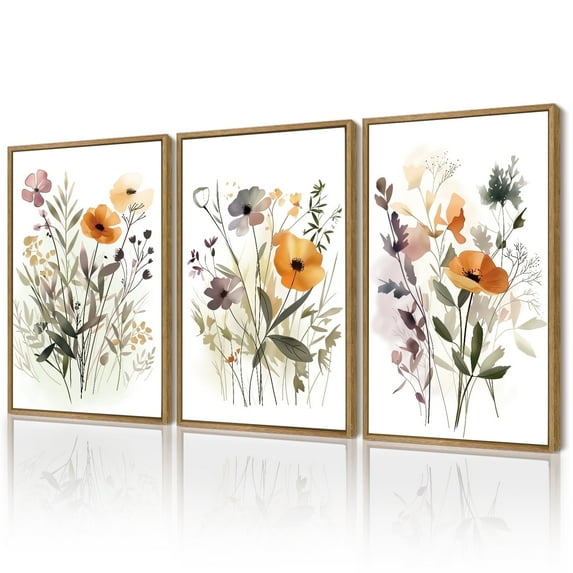 16x24in Natural Framed Flower Wall Decor Colorful Floral Wall Hanging ...