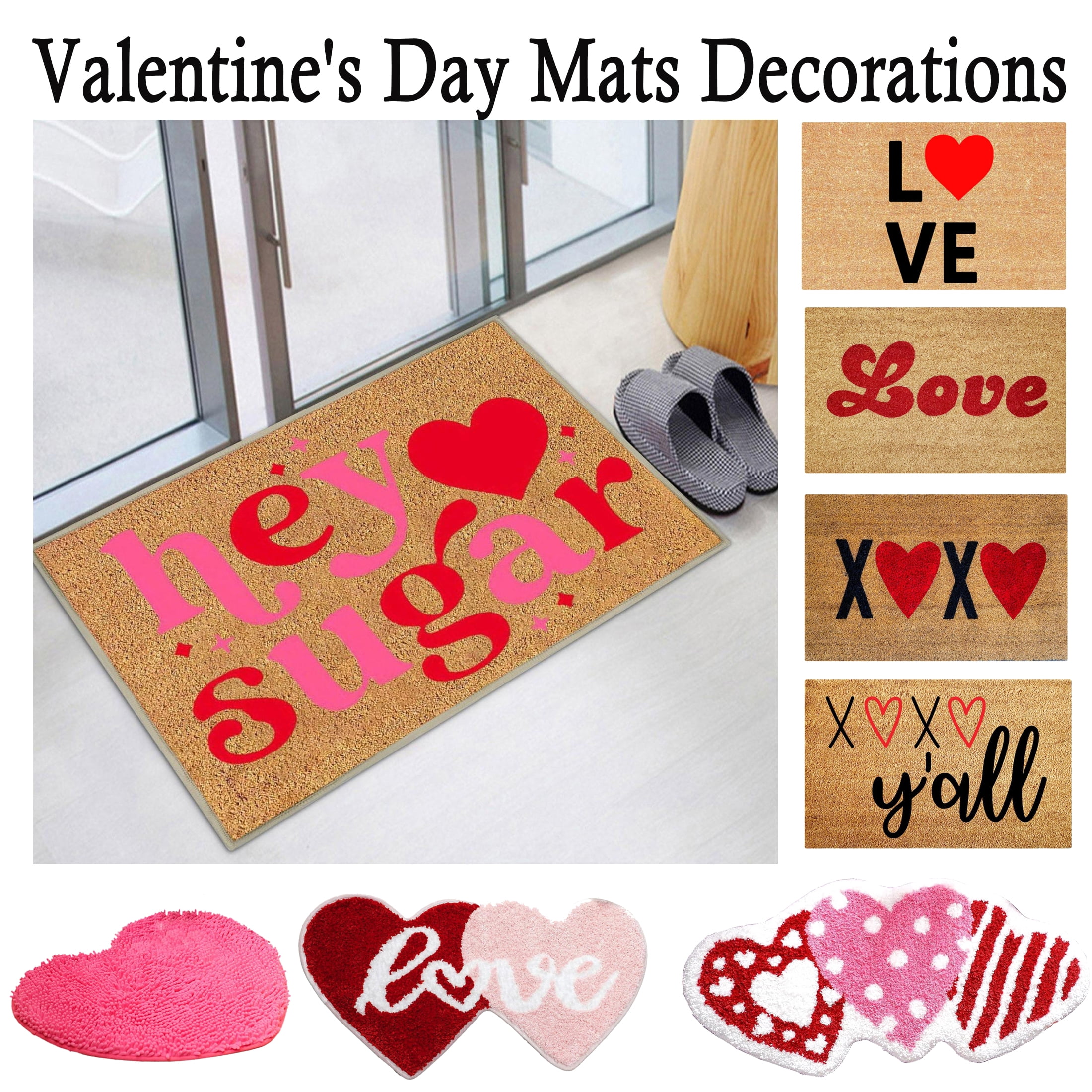 16x24in Valentine's Day Decoration Door Mat, Non-Slip Indoor Outdoor ...