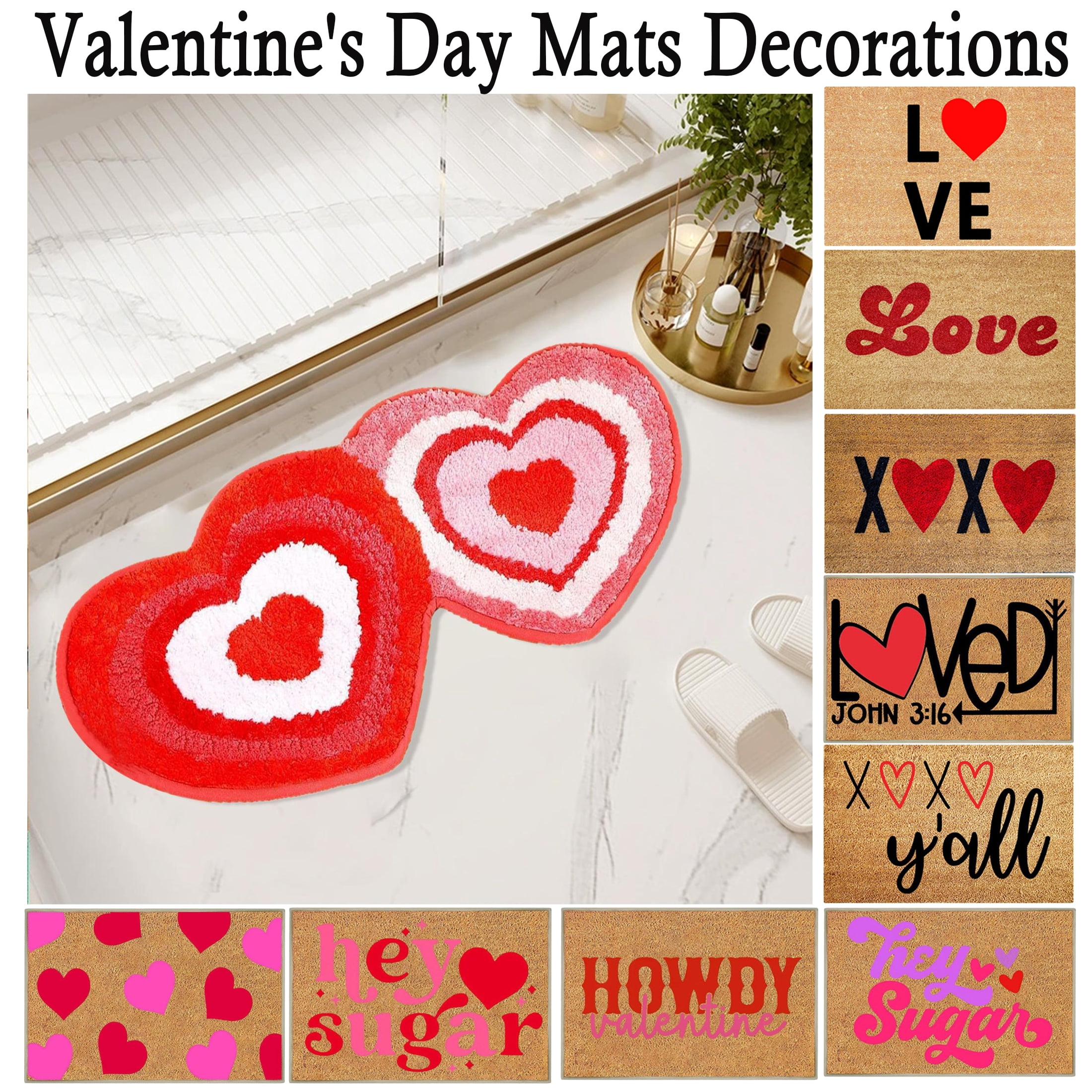 16x24in Valentine's Day Indoor Outdoor Floor Mat, Soft Cozy Door Rug ...