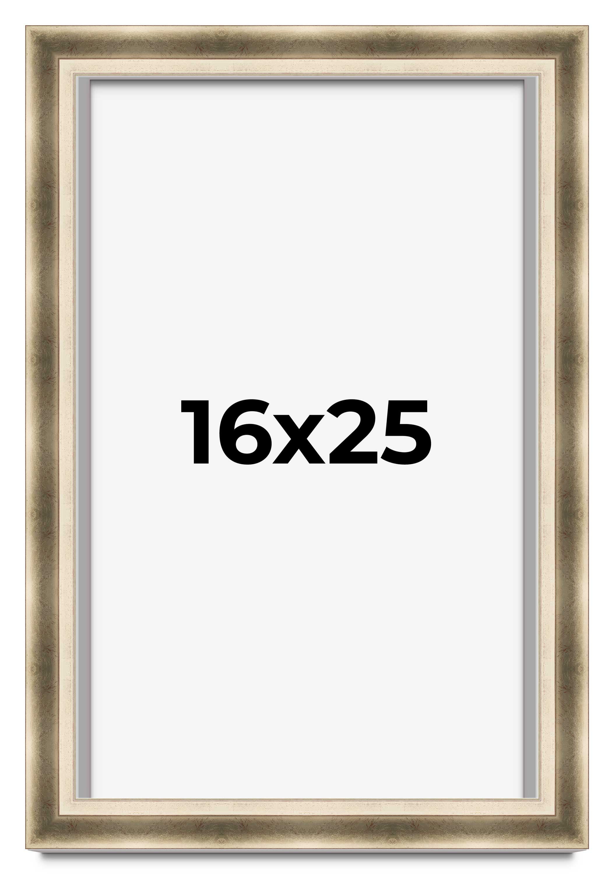 16x25 Shadow Box Frame Silver | 1.75 inches Deep Real Wood Traditional ...