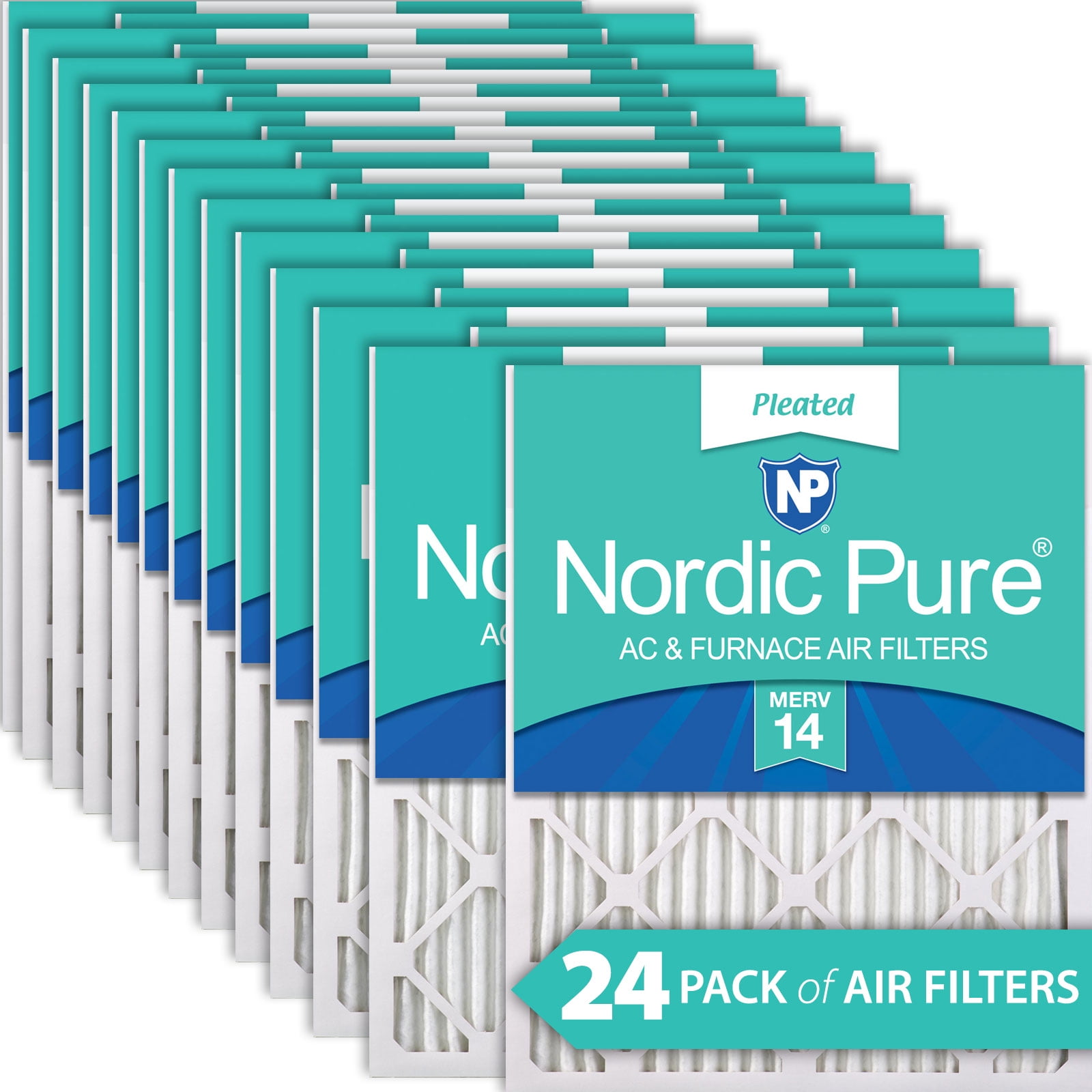16x25x1 (15_1/2x24_1/2) Pleated MERV 14 Air Filters 24 Pack - Walmart.com