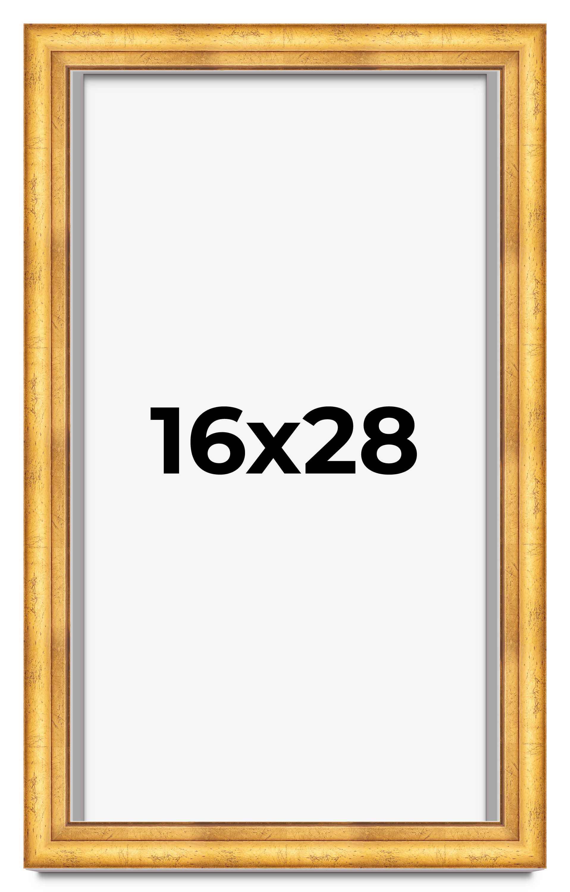 16x28 Shadow Box Frame Gold | 1.75 Inches Deep Real Wood Traditional ...