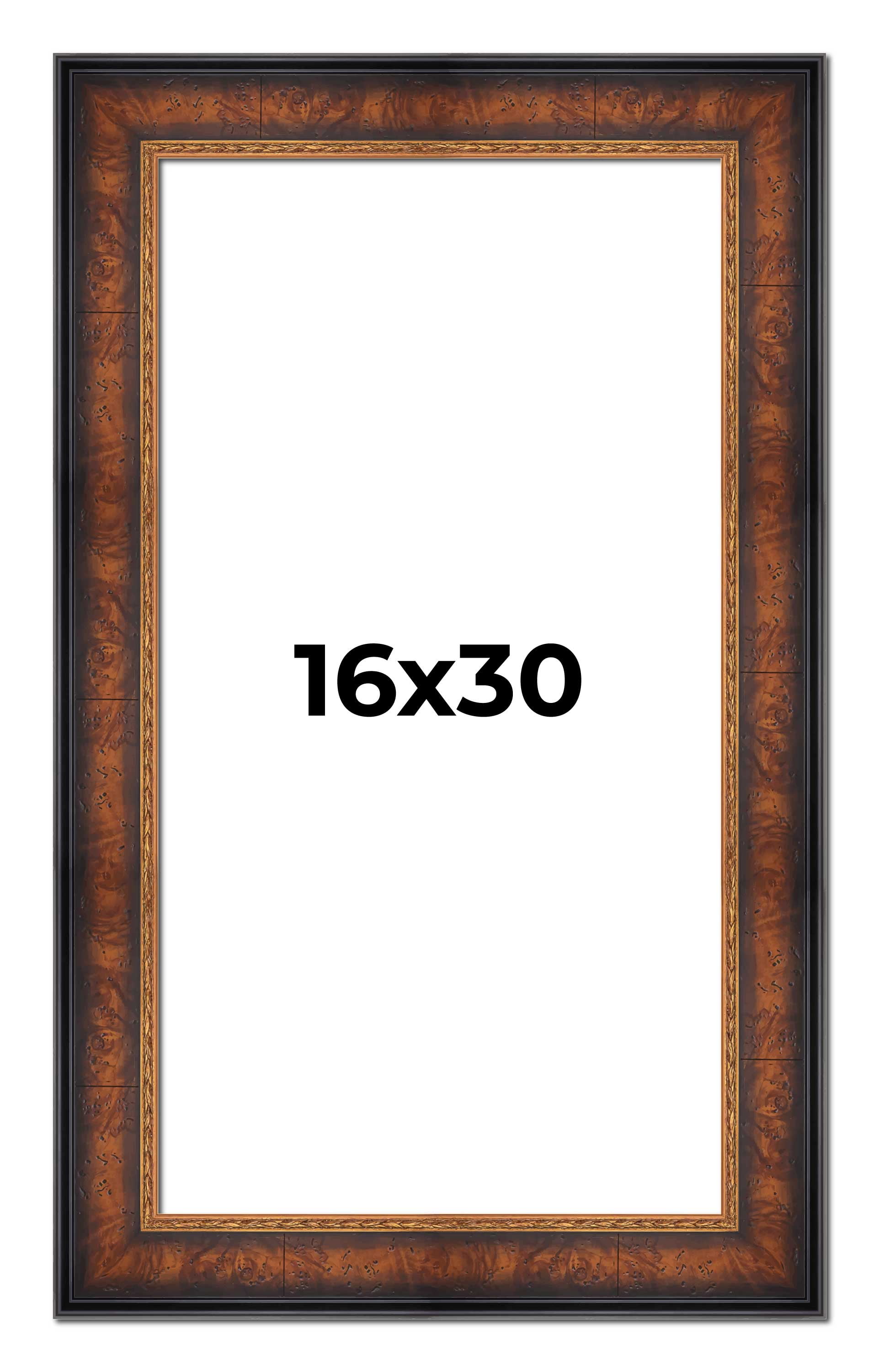 16x30 Frame Brown Walnut Gold Ornate Trim Solid Wood Plein Air Picture ...