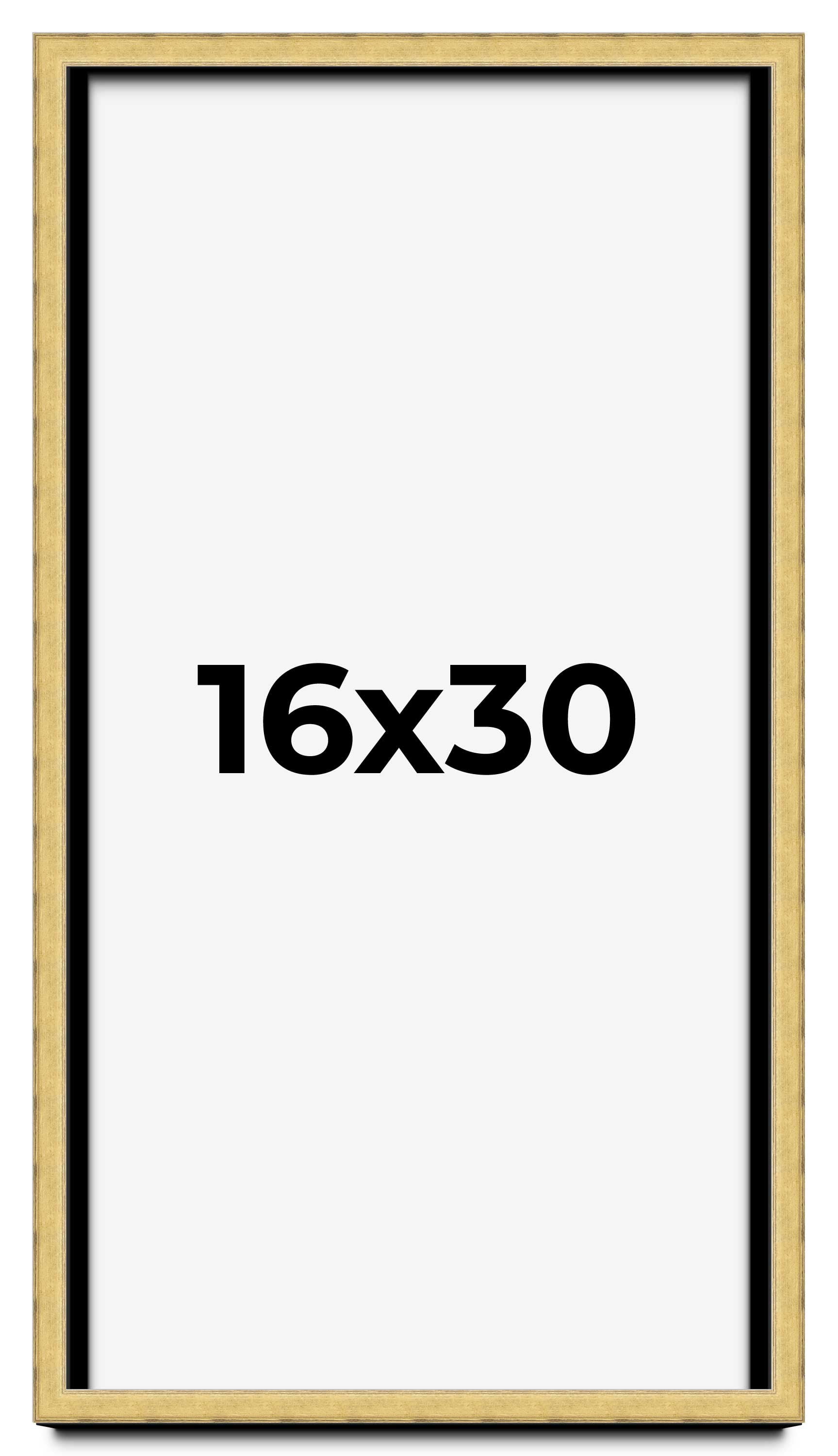 16x30 Shadow Box Frame Gold | 1.375 Inches Deep Real Wood Contemporary ...