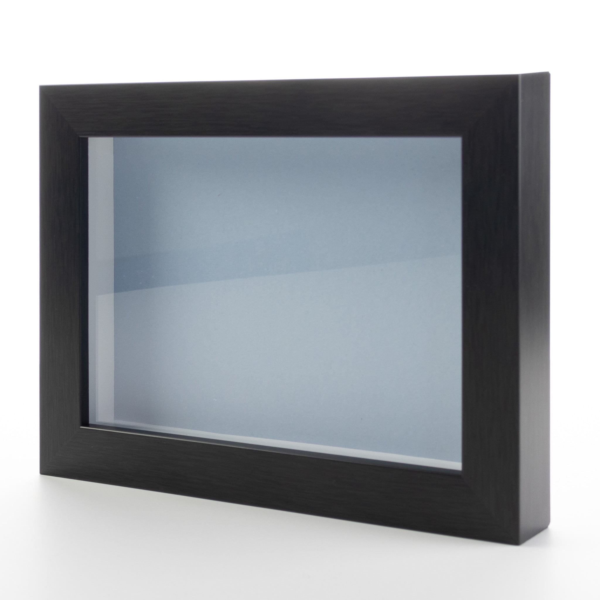 16x30 Shadow Box Frame Gray Stained Real Wood with a Blue Acid-Free ...