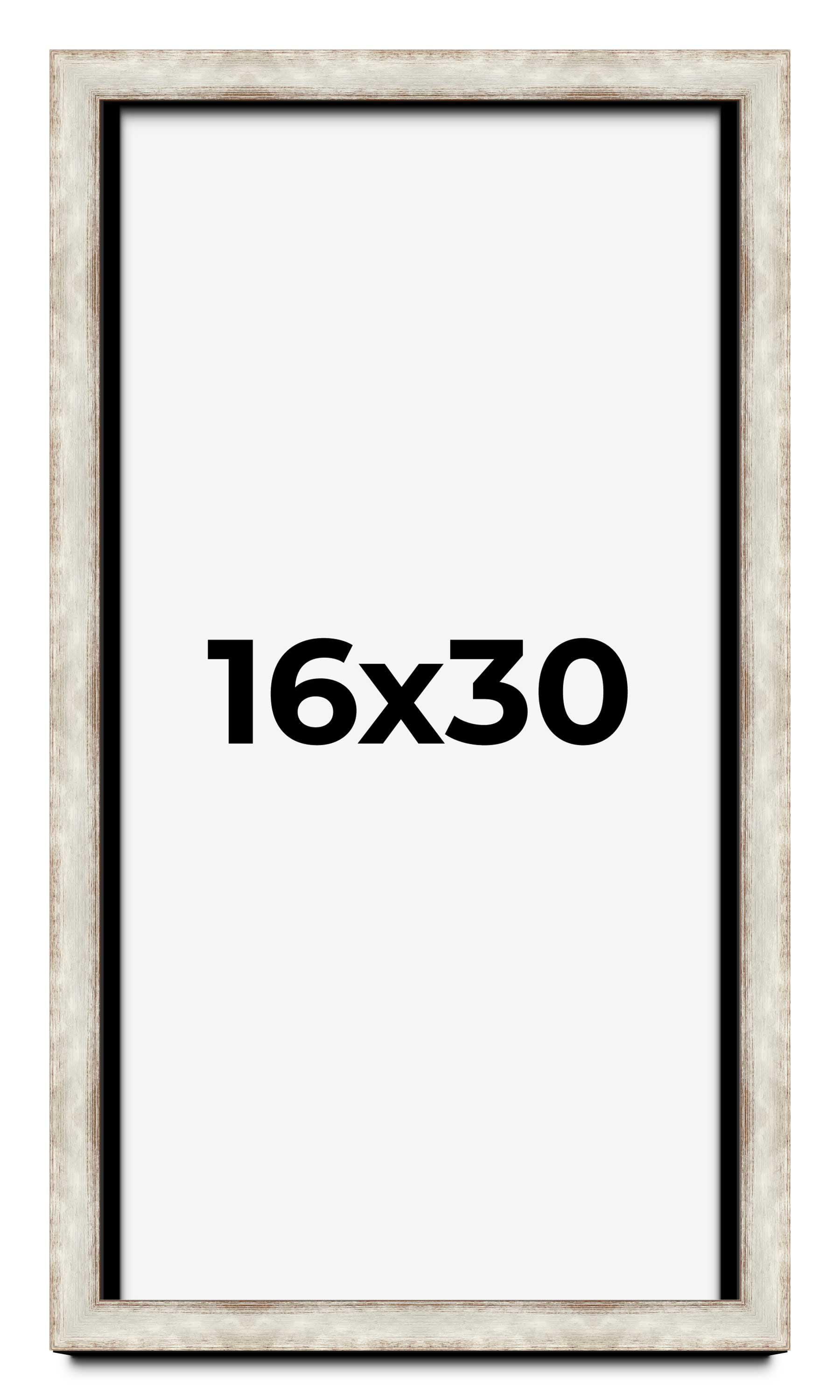 16x30 Shadow Box Frame Silver | 1.625 Inches Deep Real Wood ...