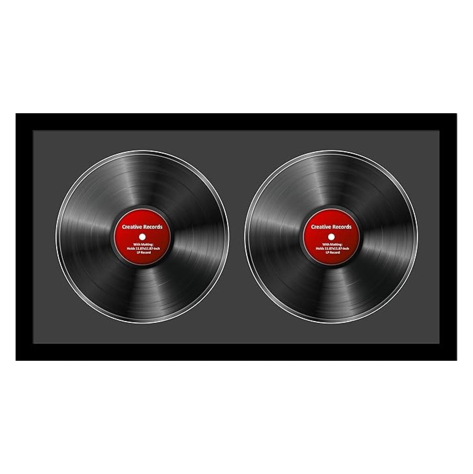 16x30-inch Double Vinyl LP Frame with Black Matting Displays 2 ...