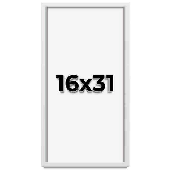 16x31 Shadow Box Frame White | 1 Inches Deep Real Wood Contemporary ...