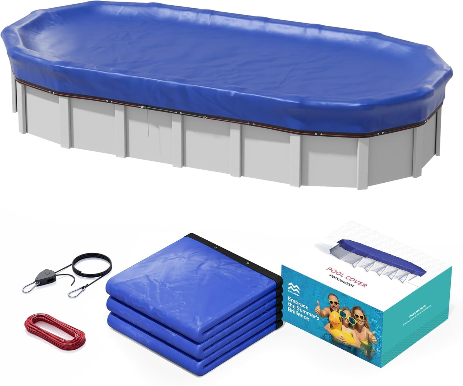 16x32 FT Oval Pool Cover – 420D Extra Thick Winter Pool Cover for Above ...