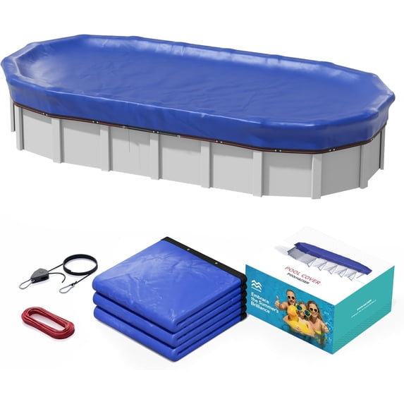 16x32 FT Oval Pool Cover – 420D Extra Thick Winter Pool Cover for Above ...