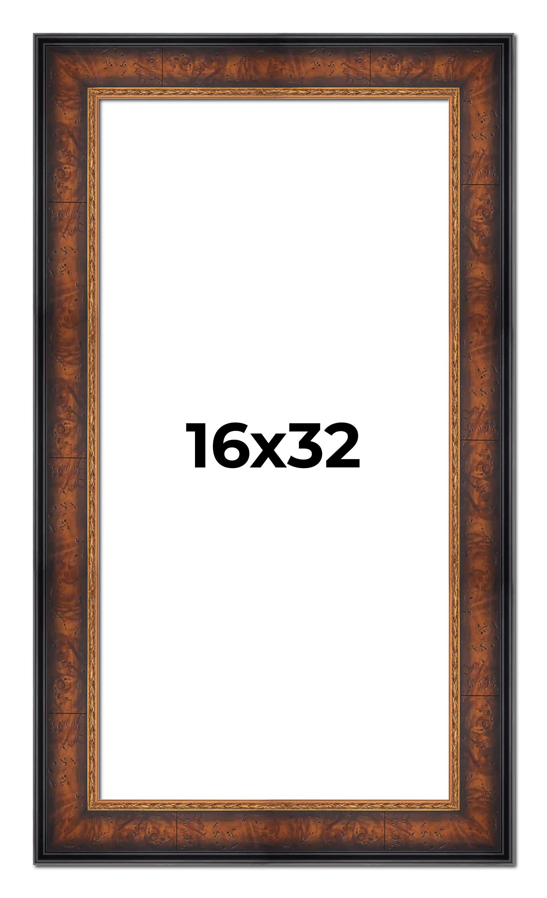 16x32 Frame Brown Walnut Gold Ornate Trim Solid Wood Plein Air Picture ...