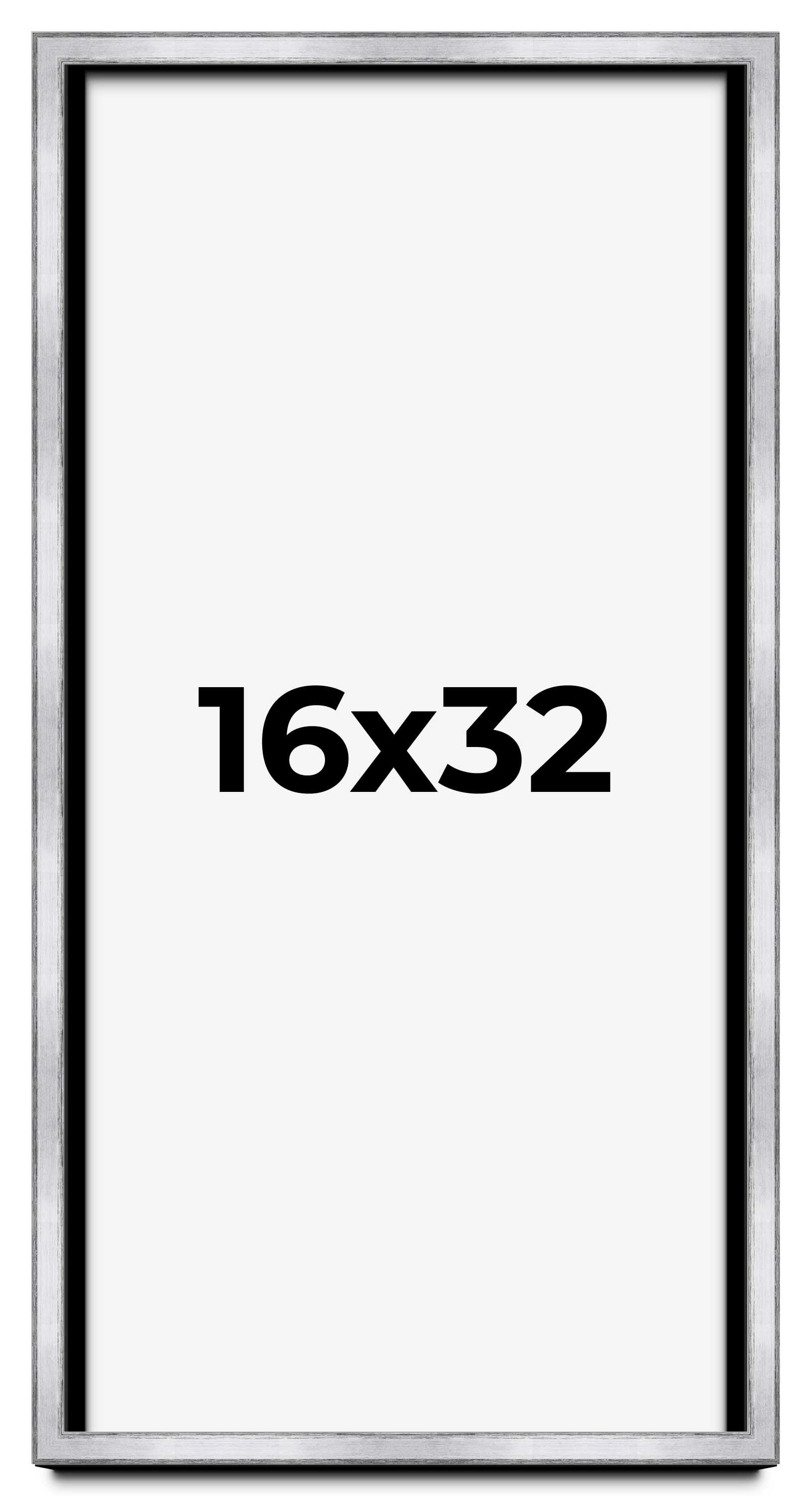 16x32 Shadow Box Frame Silver | 1.375 Inches Deep Real Wood ...