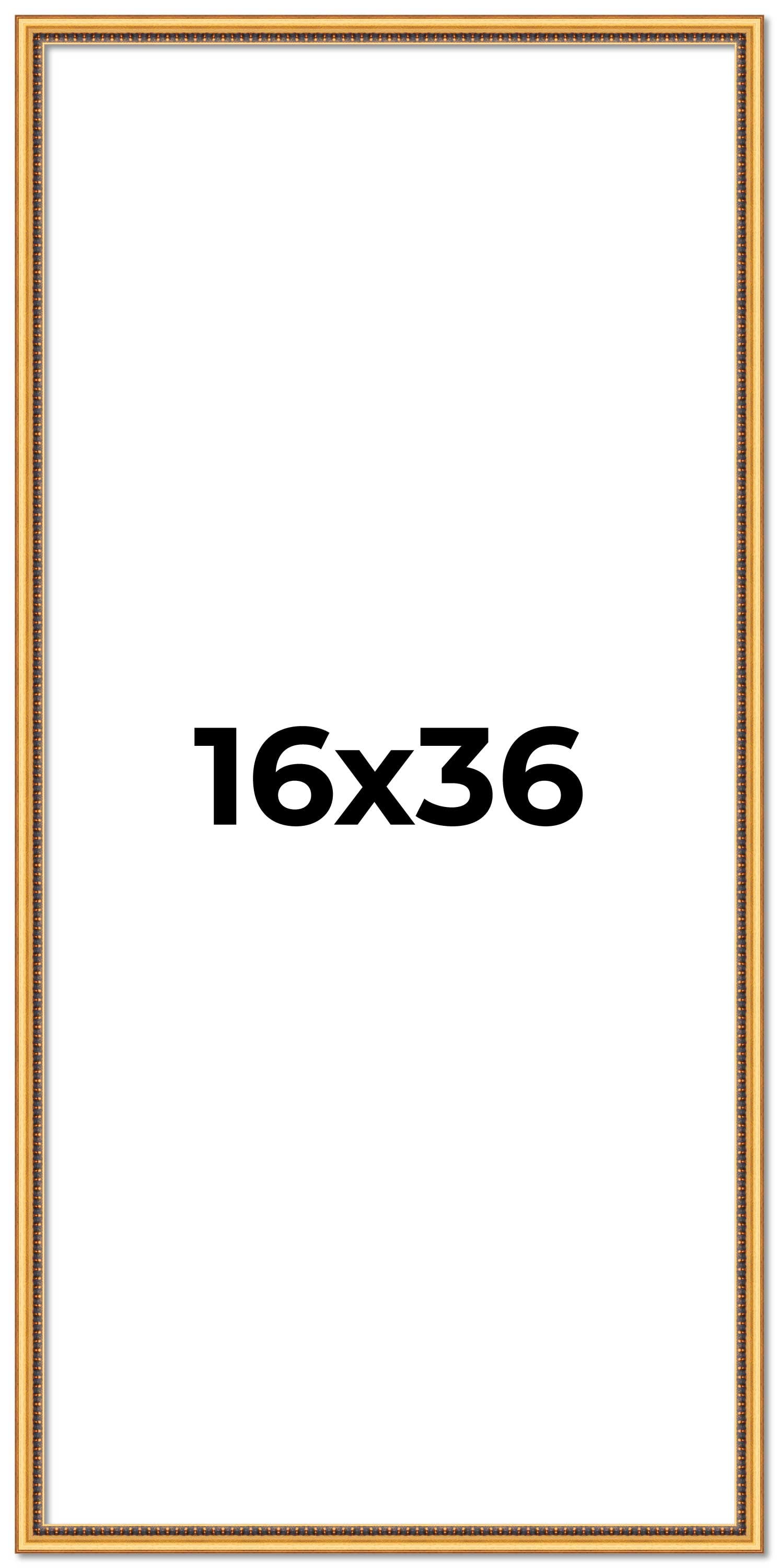 16x36 Frame Beaded Gold Solid Wood Picture Frame | 0.75 Inches Moulding ...
