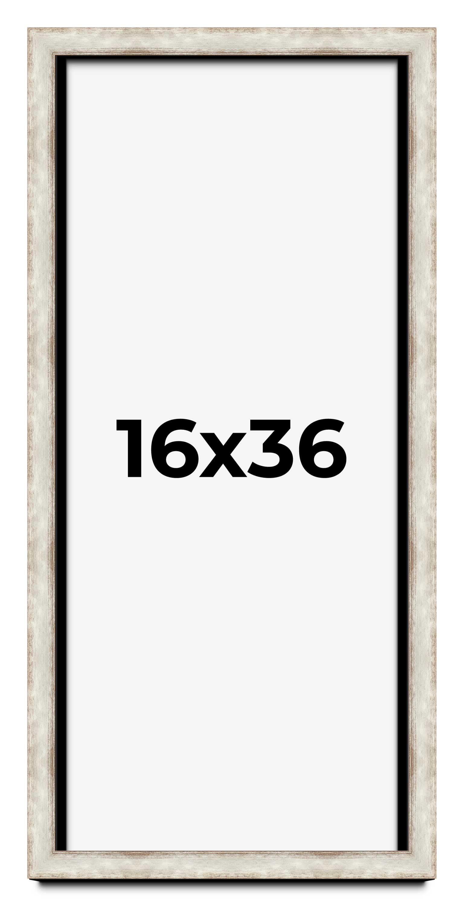 16x36 Shadow Box Frame Silver | 1.625 Inches Deep Real Wood ...