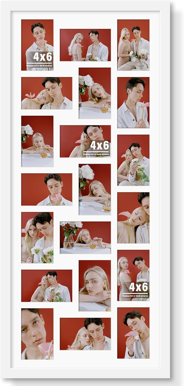 16x38 Collage Picture Frame 4x6 Collage Frame Displays twenty 4x6 inch ...