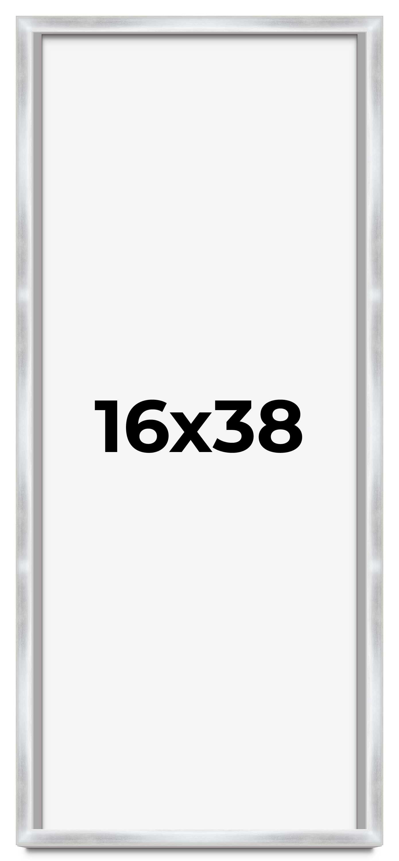 16x38 Frame Silver Whitewashed Wood Grain Solid Wood Shadow Box | 0.75 ...